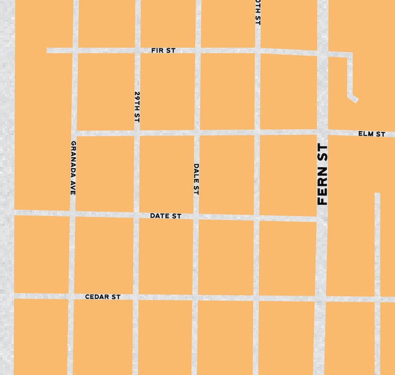 South Park Map Print // South Park Art Print // San Diego Map // San ...