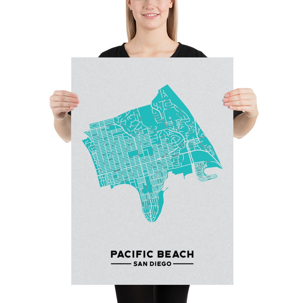 Pacific Beach Map Print // Pacific Beach Art Print // San Diego Map ...