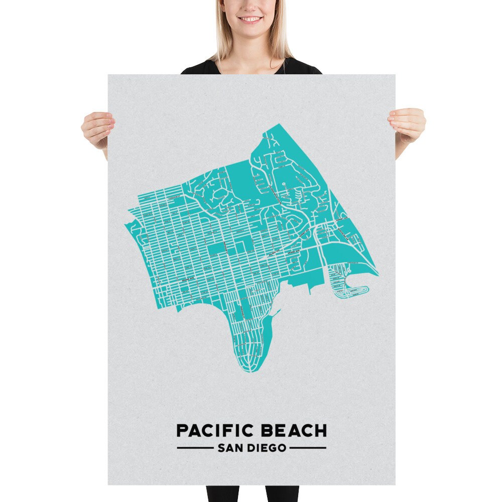 Pacific Beach Map Print // Pacific Beach Art Print // San Diego Map ...