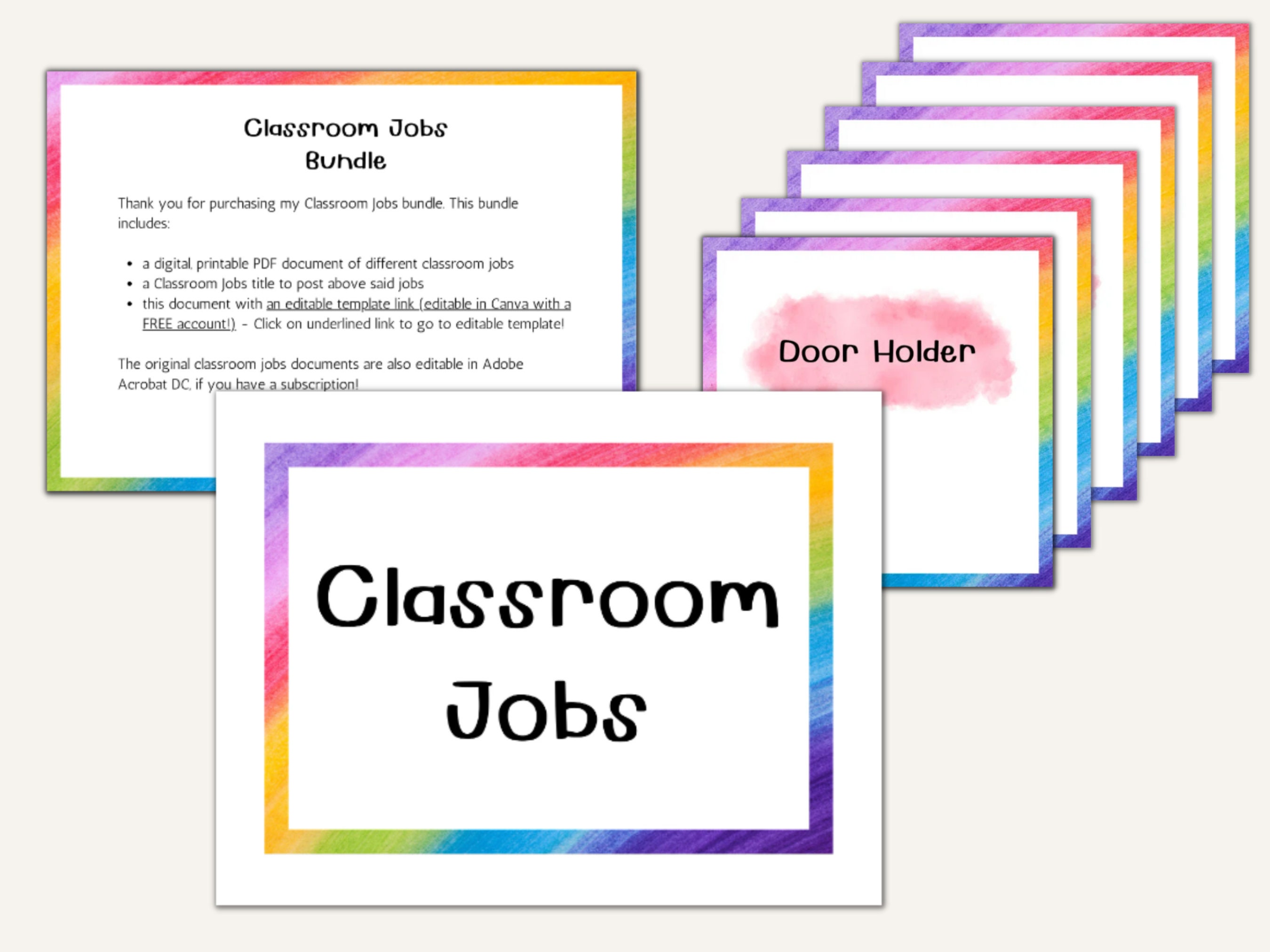 Instant Download Classroom Jobs, Editable Digital Download Classroom ...