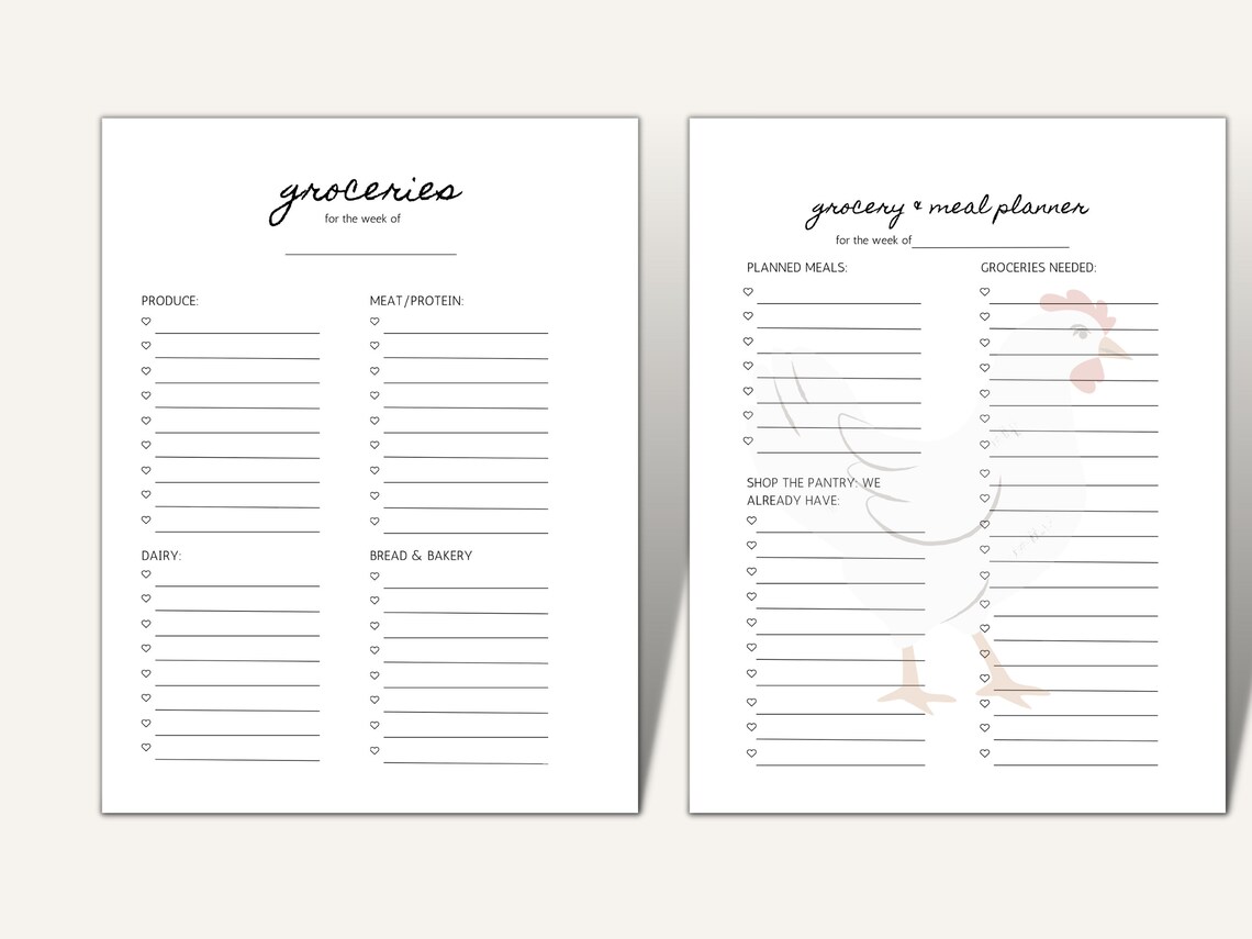 Printable Grocery and Meal Planner, Grocery Shopping, Grocery Shopping ...