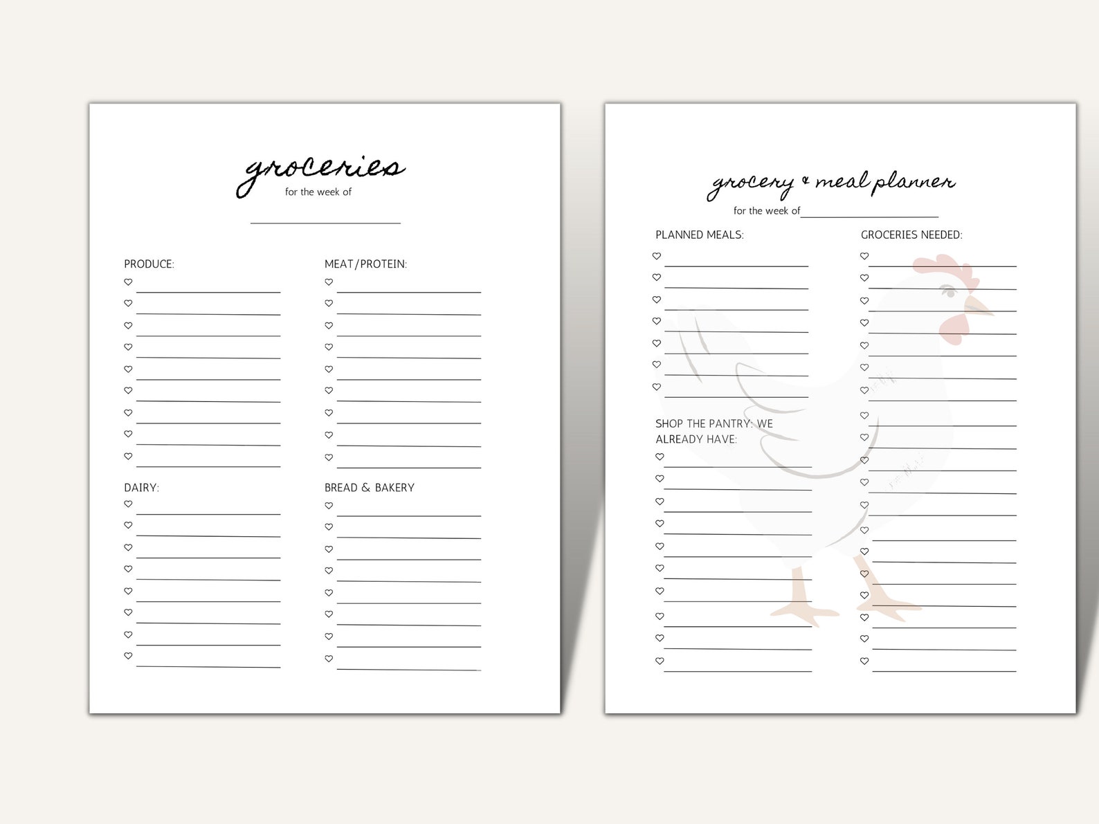 Printable Grocery and Meal Planner, Grocery Shopping, Grocery Shopping ...