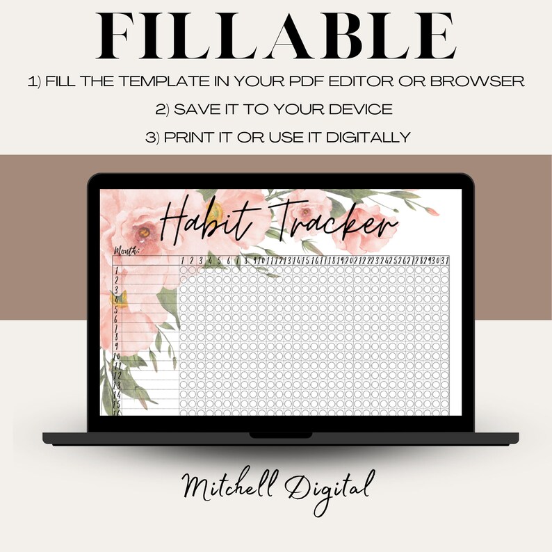 Printable Habit Tracker Digital Download Habit Tracker Goal Tracker ...