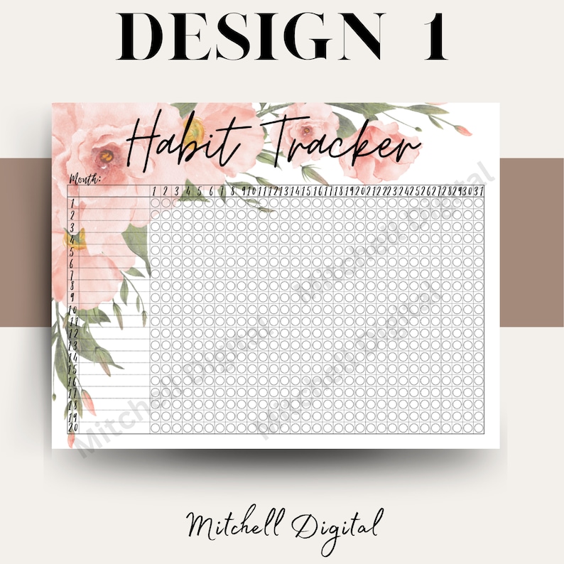 Printable Habit Tracker Digital Download Habit Tracker Goal Tracker ...