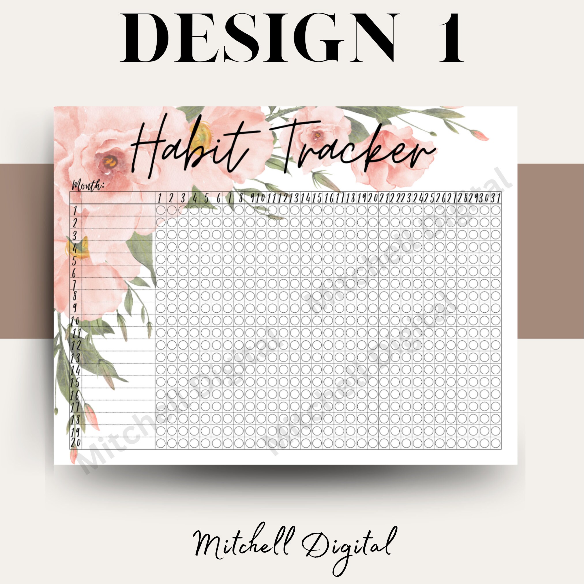 Printable Habit Tracker Digital Download Habit Tracker Goal Tracker ...