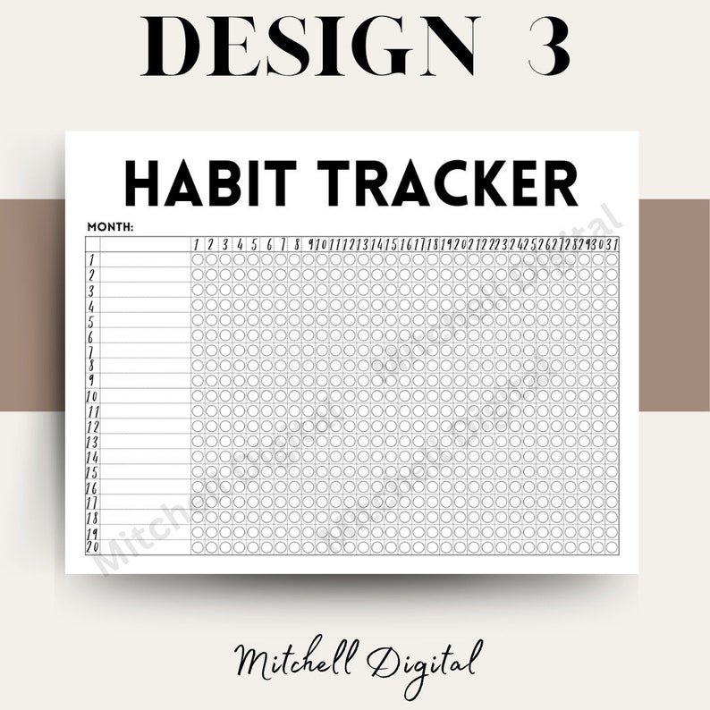 Printable Habit Tracker Digital Download Habit Tracker Goal Tracker ...