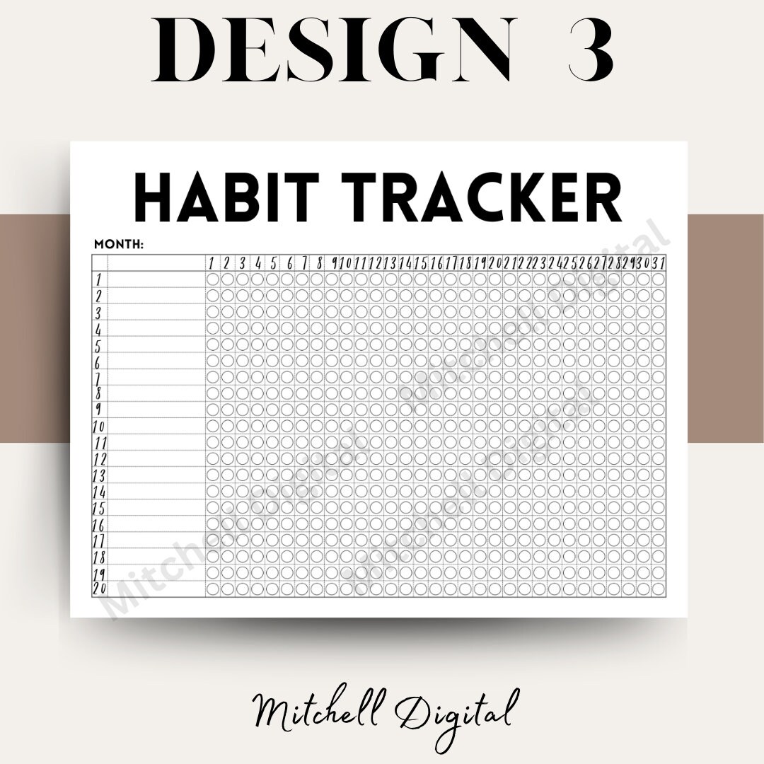 Printable Habit Tracker Digital Download Habit Tracker Goal Tracker ...