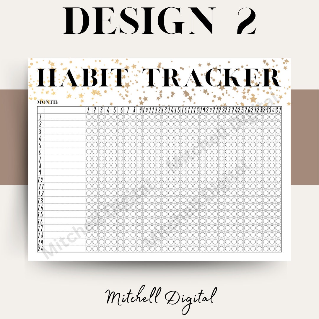 Printable Habit Tracker Digital Download Habit Tracker Goal Tracker ...