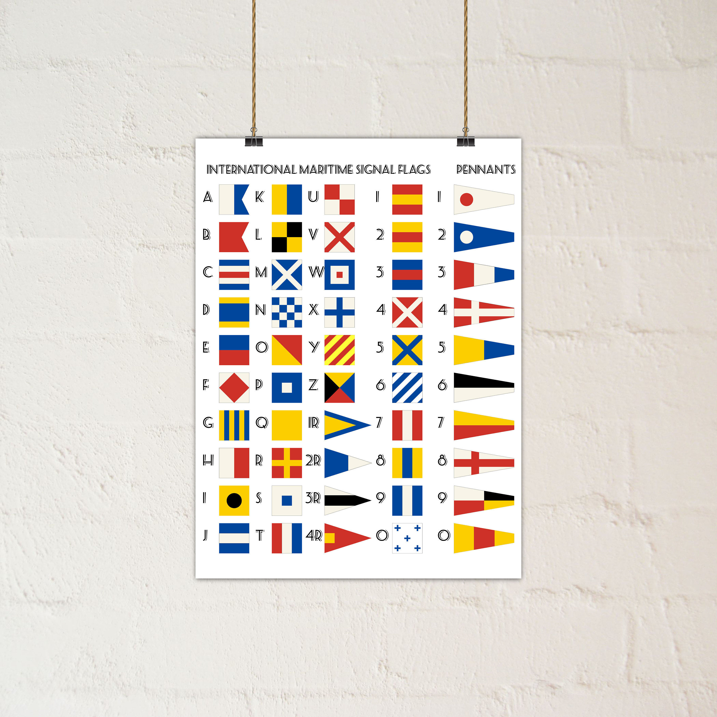 International Signal Flags V2 Old Look Nautical Wall Art Print, Poster ...