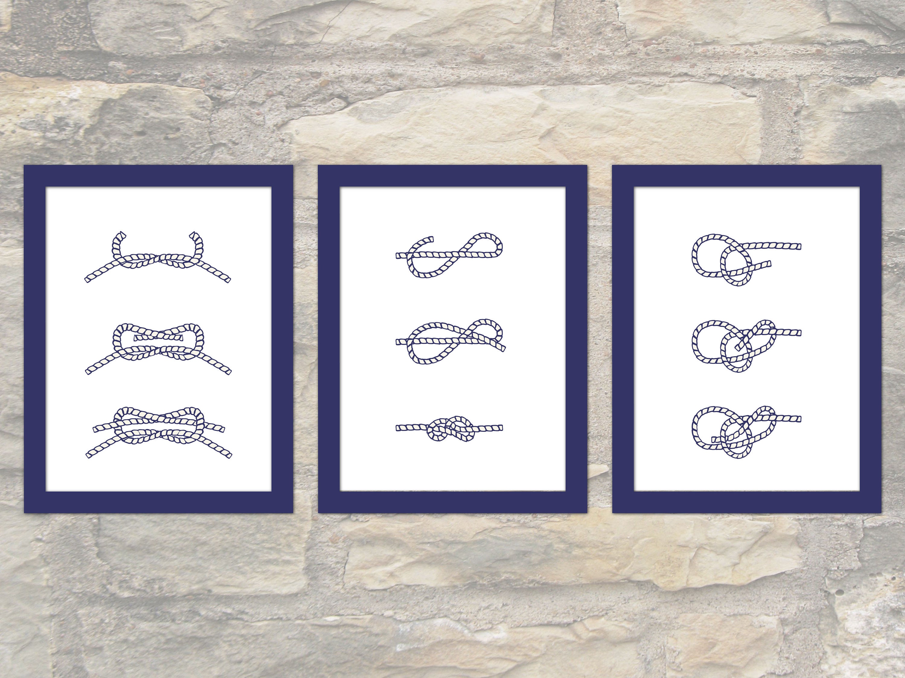 3 Knots - Nautical Gallery Wall Art Poster Print Set, Printable PDF+JPG ...