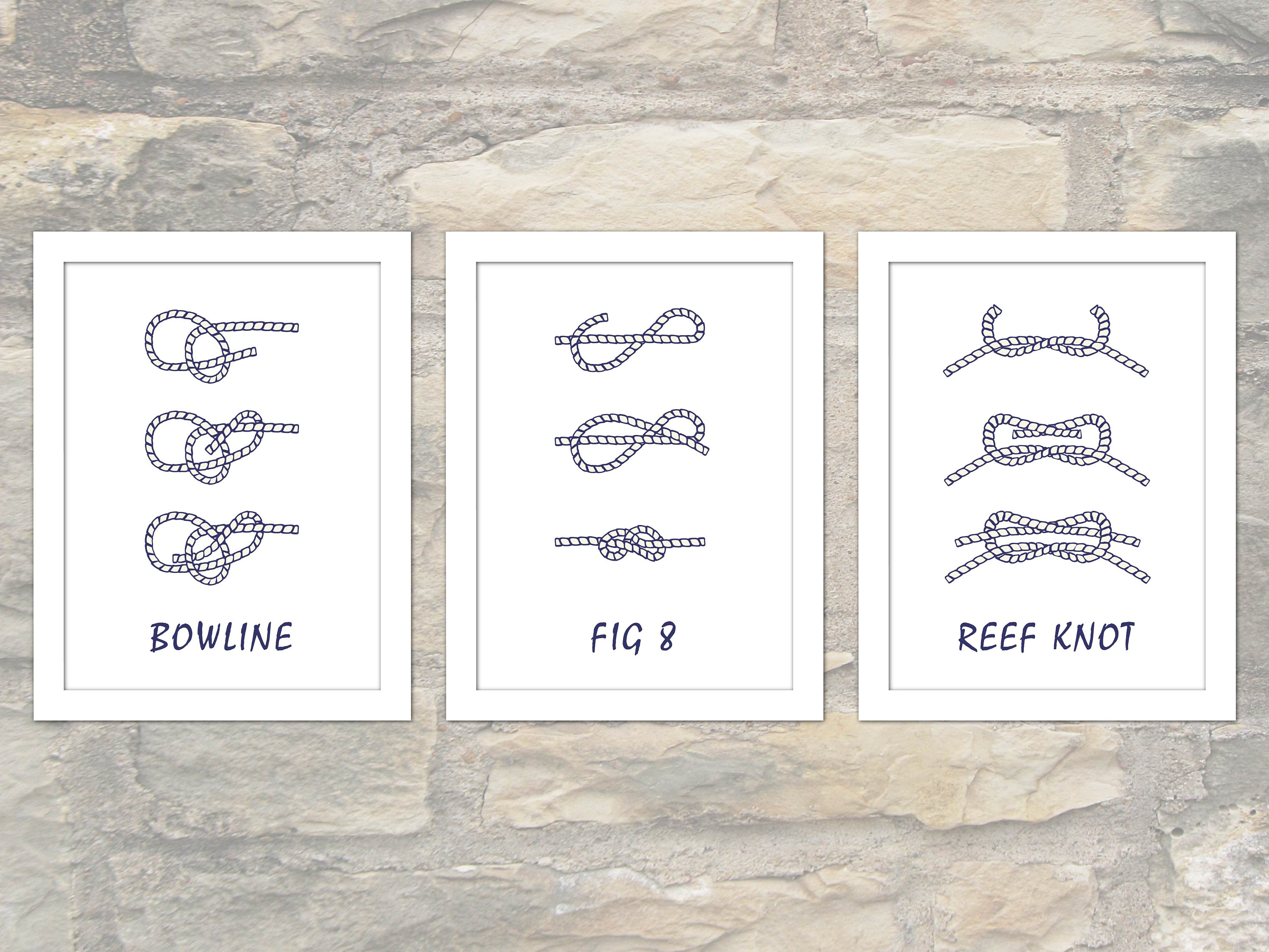 3 Knots - Nautical Gallery Wall Art Poster Print Set, Printable PDF+JPG ...