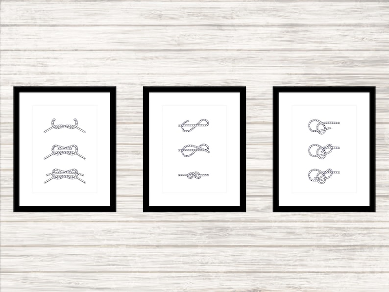 3 Knots - Nautical Gallery Wall Art Poster Print Set, Printable PDF+JPG ...
