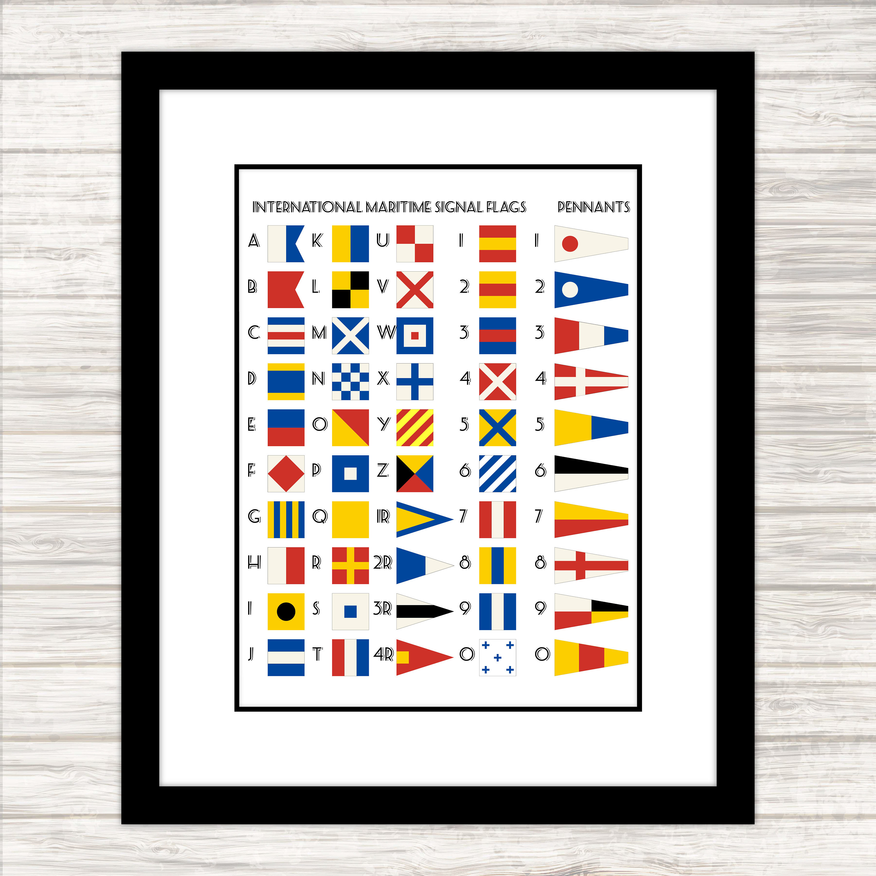 International Signal Flags V2 Old Look Nautical Wall Art Print, Poster ...