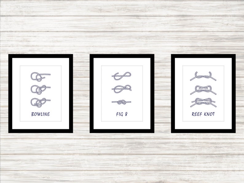 3 Knots - Nautical Gallery Wall Art Poster Print Set, Printable PDF+JPG ...