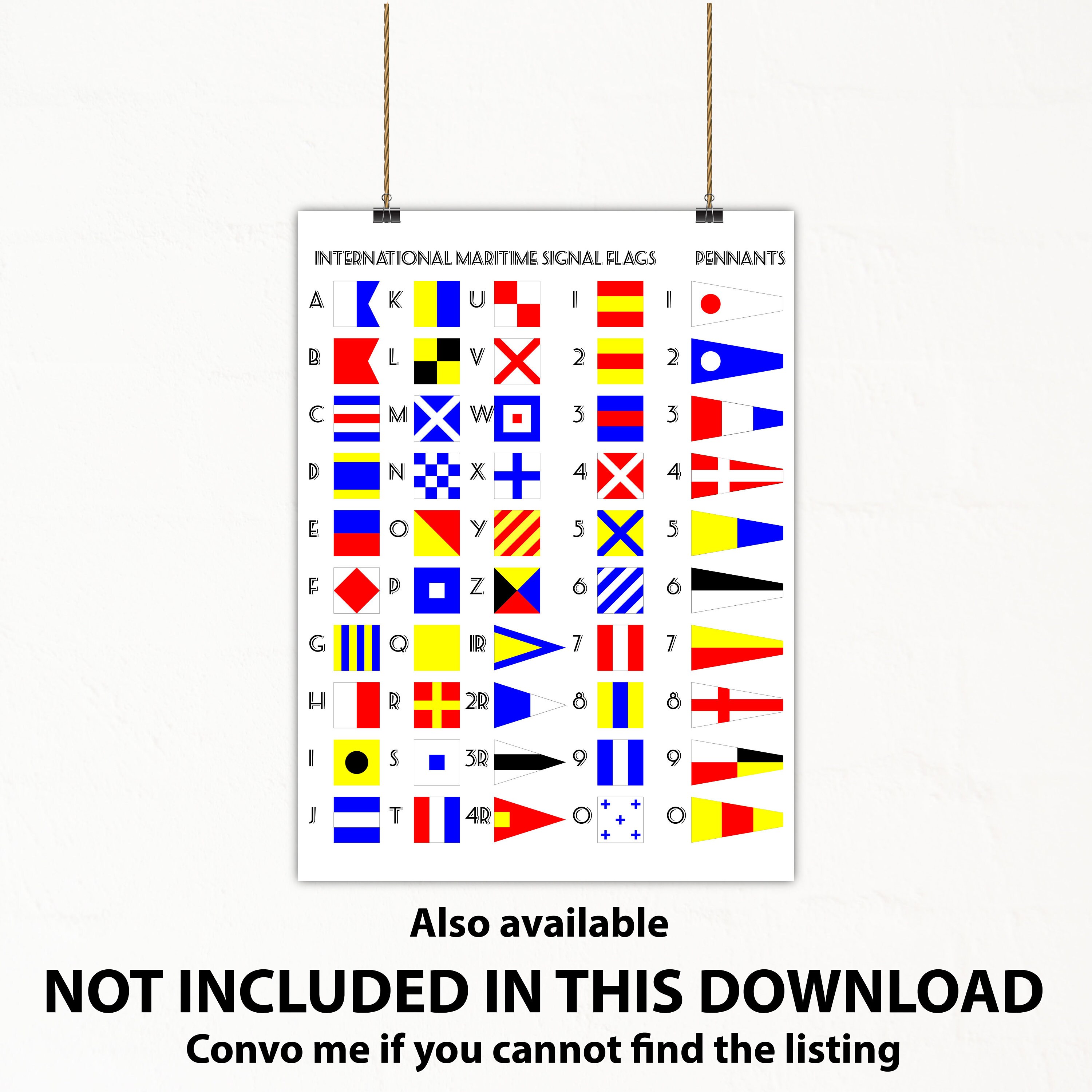 International Signal Flags V2 Old Look Nautical Wall Art Print, Poster ...
