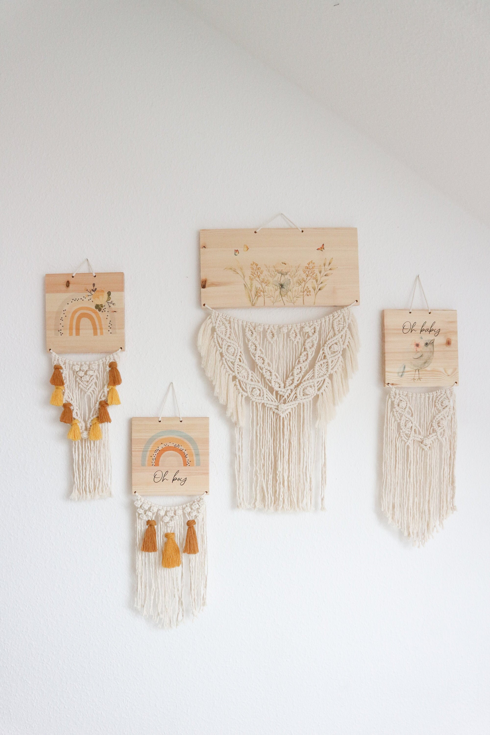 Macrame Macrame Signs Rainbow Bird Flowers Wall Hanging Boho Ethnic ...