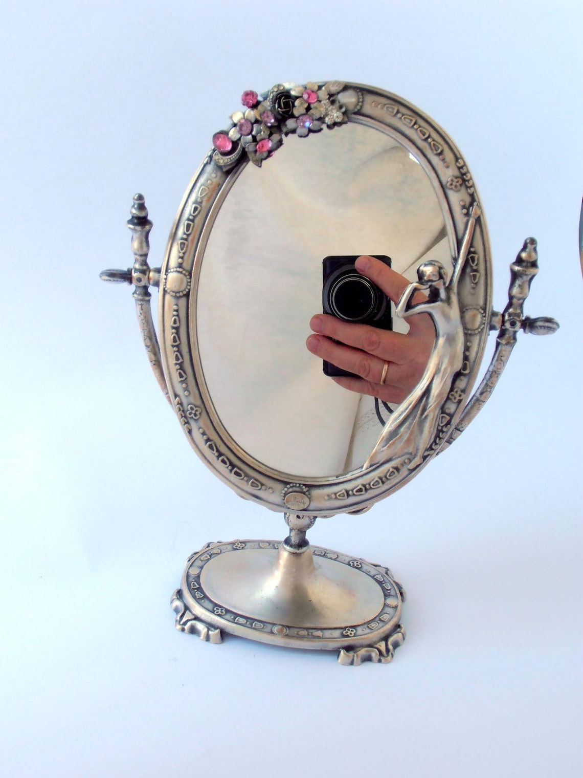Rare Vintage Small Table Mirror by Nickla Oggetti in a Beautiful 925 ...
