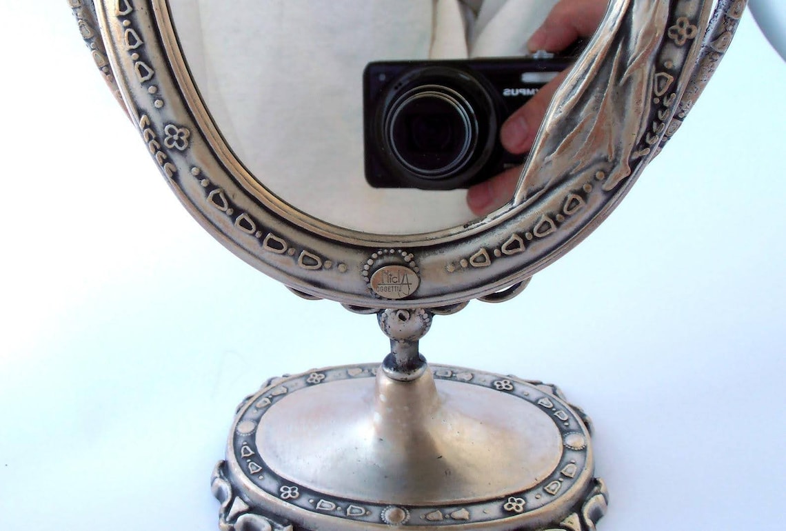 Rare Vintage Small Table Mirror by Nickla Oggetti in a Beautiful 925 ...