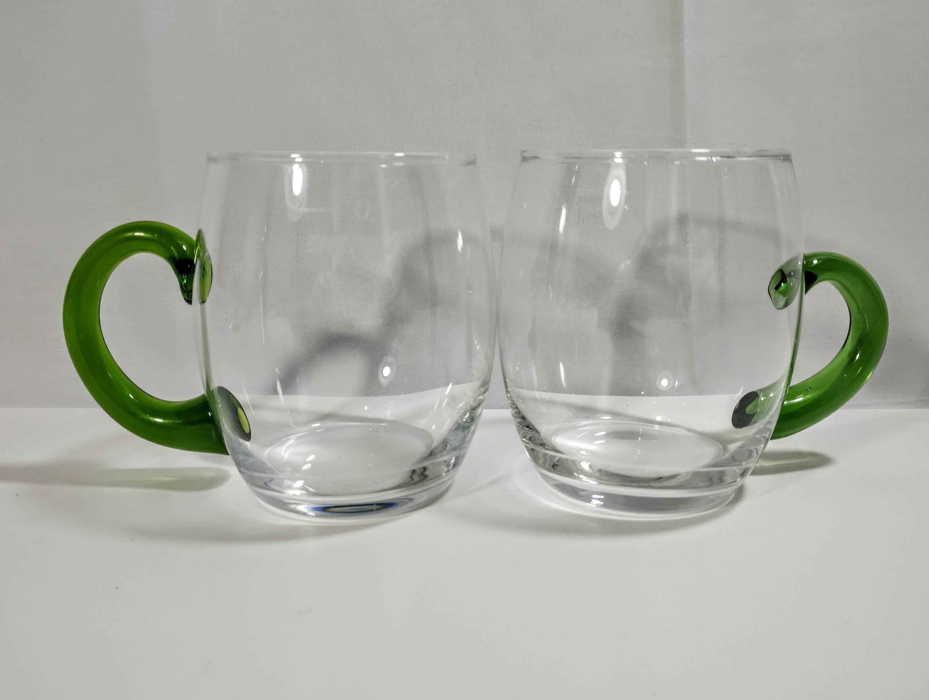 Italian Vintage Clear Glass Tea\coffee Cups With Green Handle. Color ...