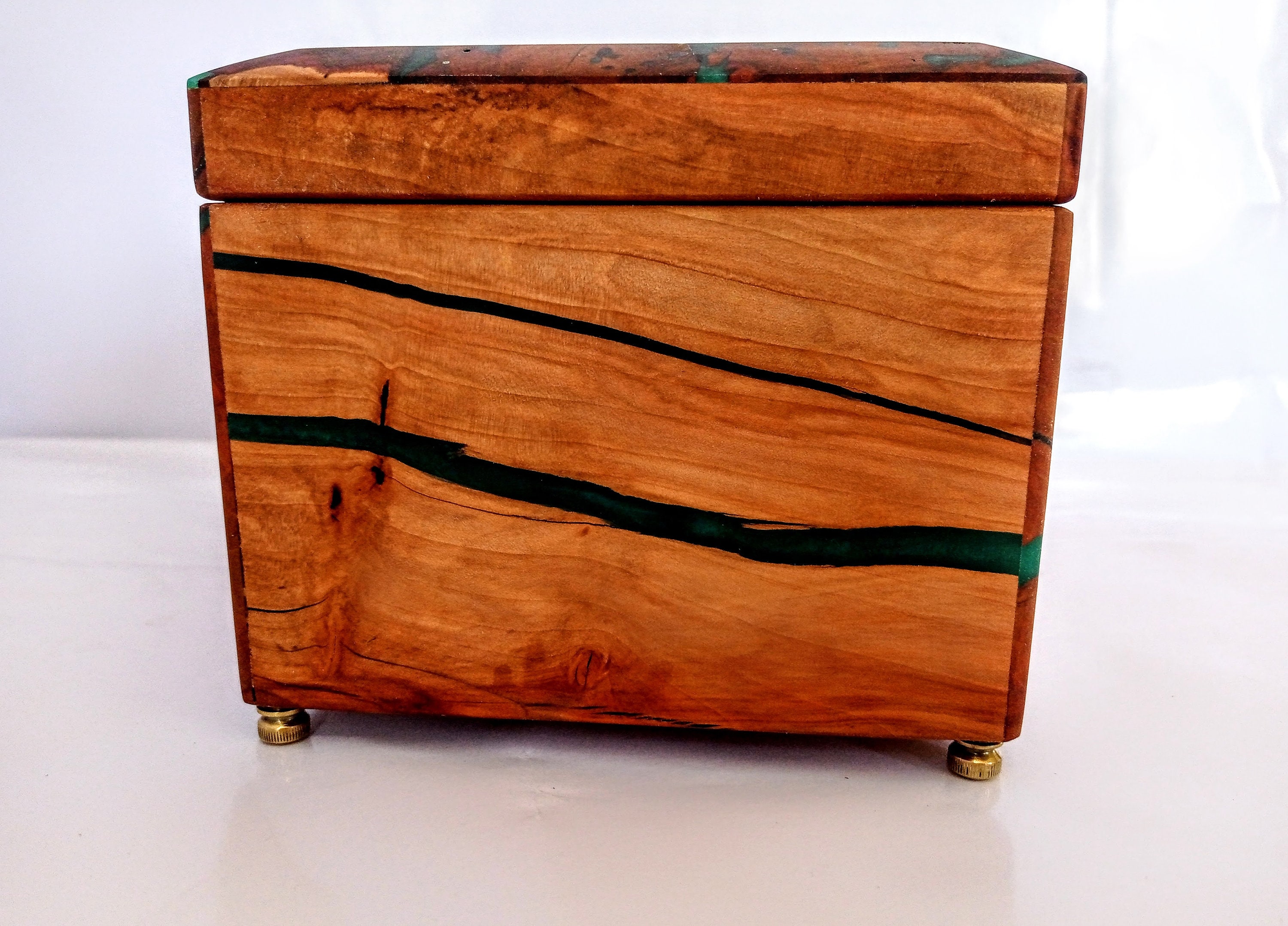 Handmade Burl Wood, Solid Wood and Epoxy Resin Box, Fancy Keepsake Box ...