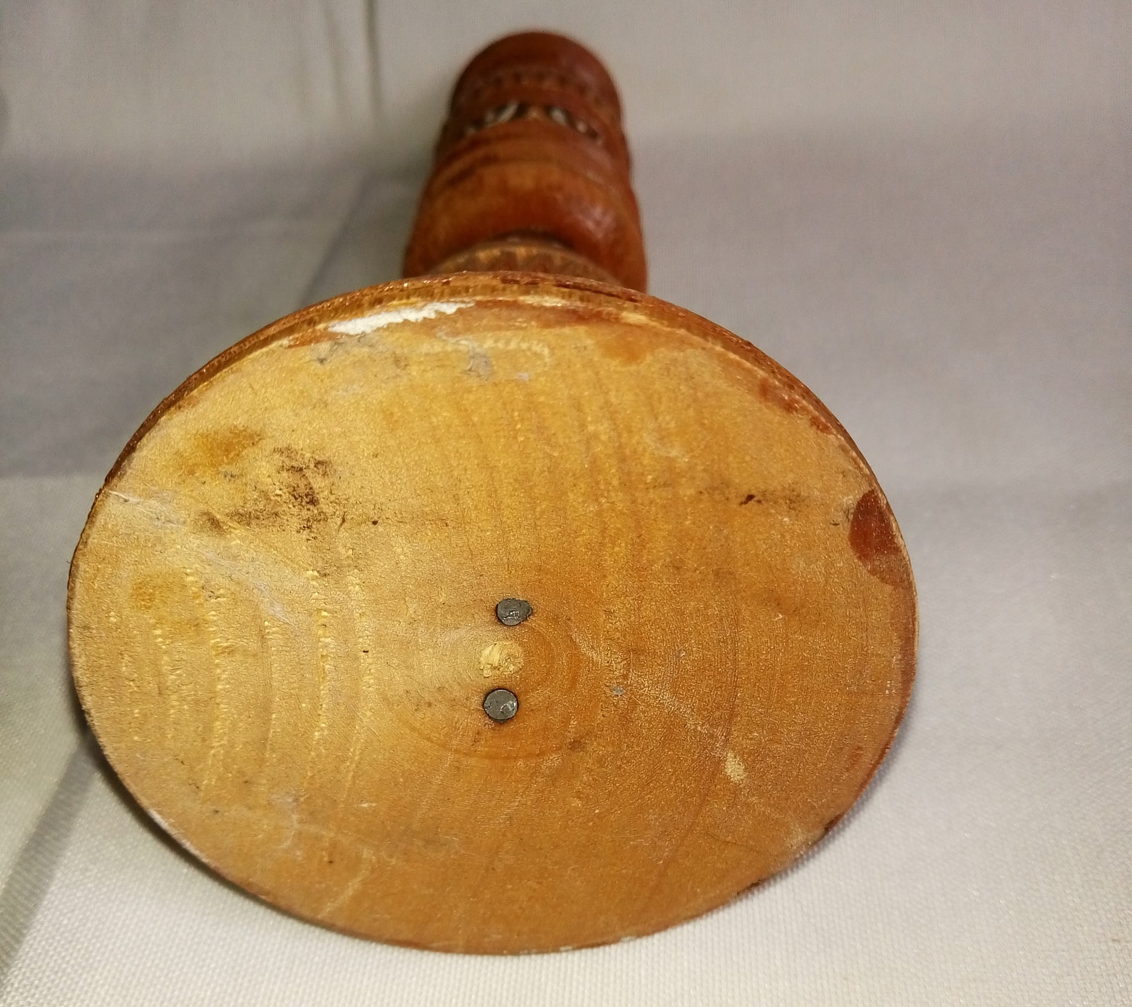 Vintage Hand Carved and Hand Painted Wood Candlestick, Old Handmade ...