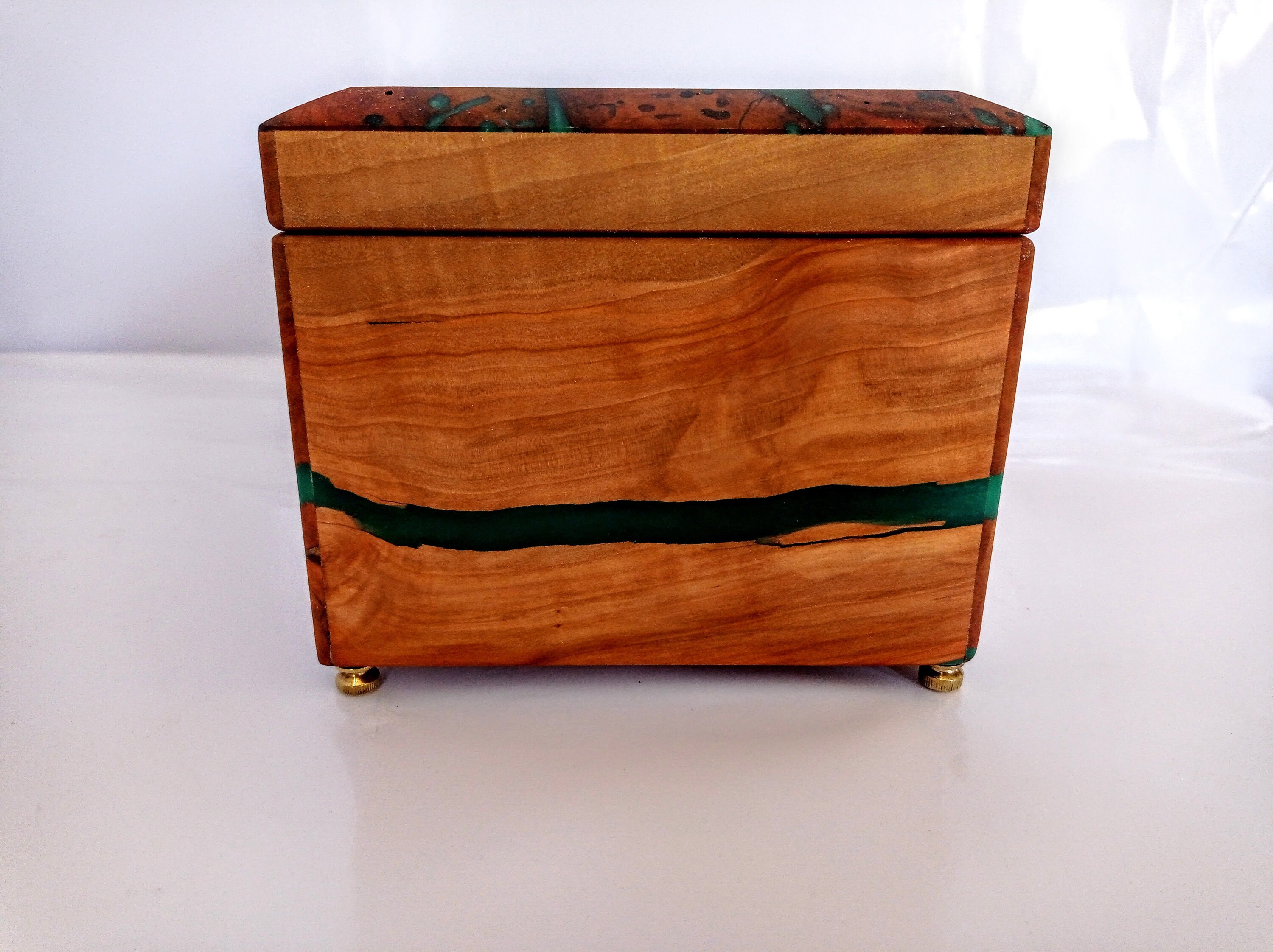 Handmade Burl Wood, Solid Wood and Epoxy Resin Box, Fancy Keepsake Box ...