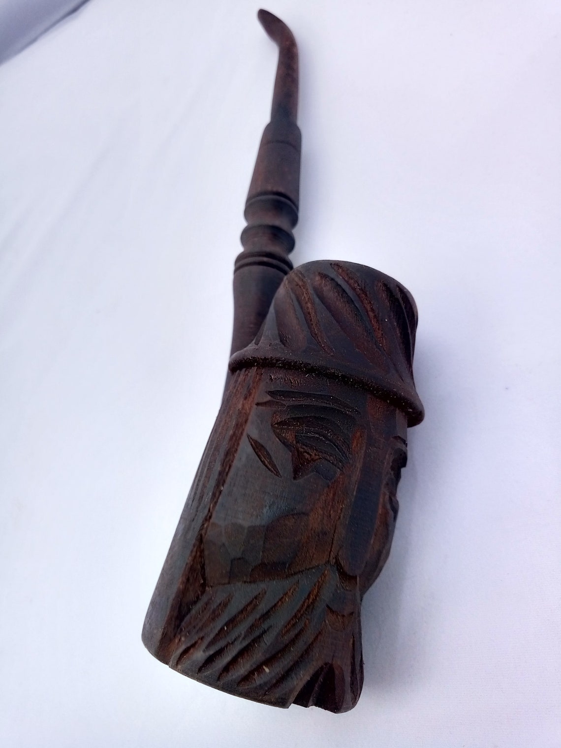 Vintage Handcrafted Black Wood Smoking Pipe Hand-carved Man | Etsy