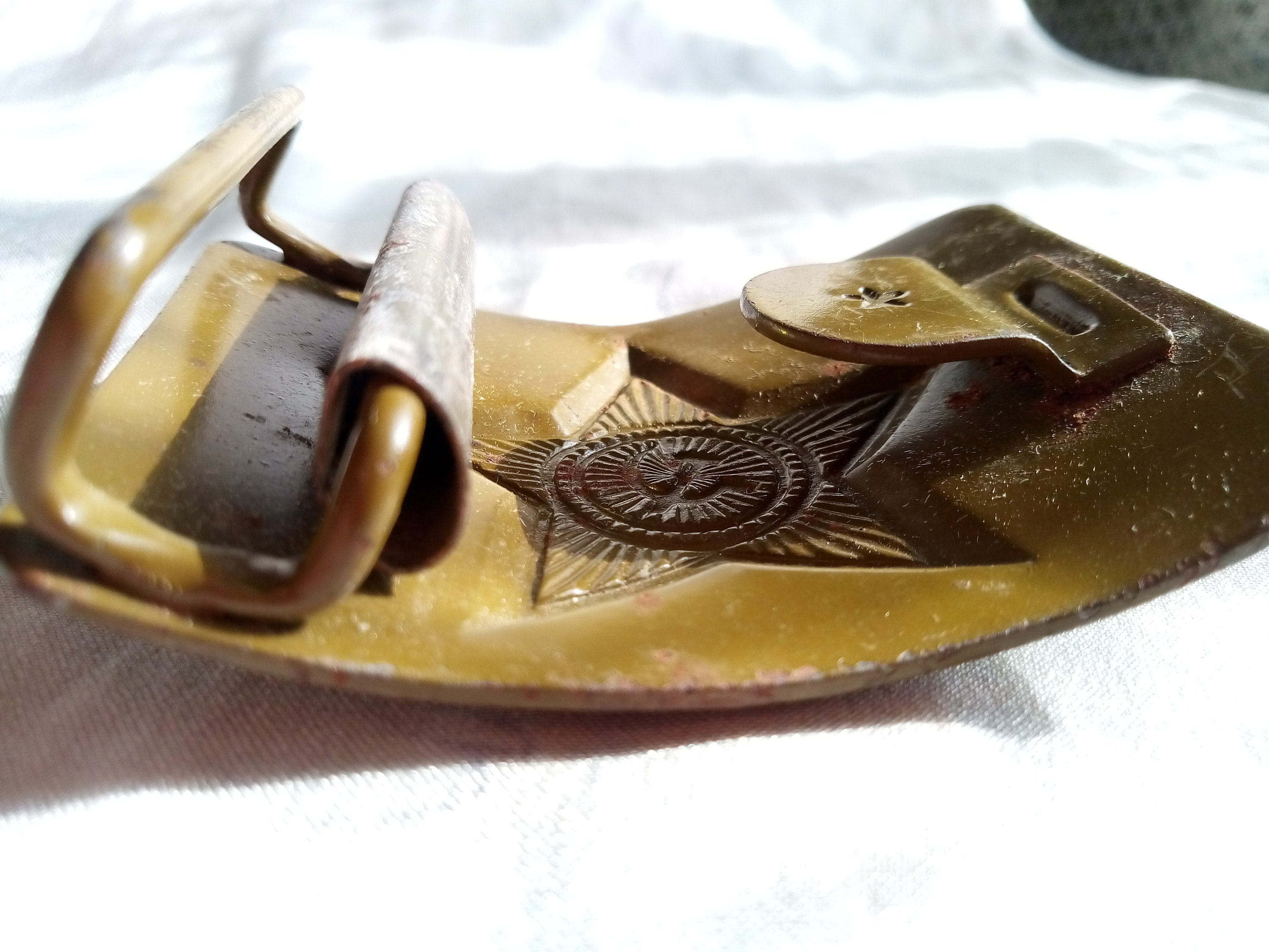 Vintage USSR 1980s Soviet Army Metal Khaki Dress Belt Buckle Sickle and ...