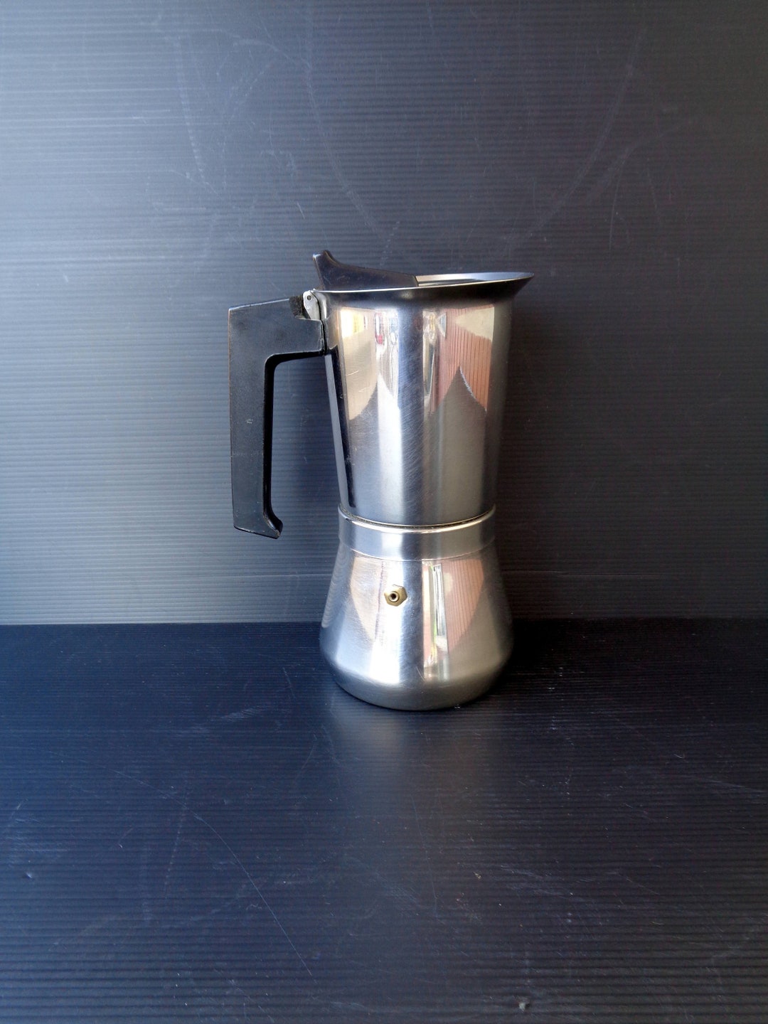 Big Vintage Italian Inox Steel Coffee Maker. Stovetop Espresso Maker 6 ...