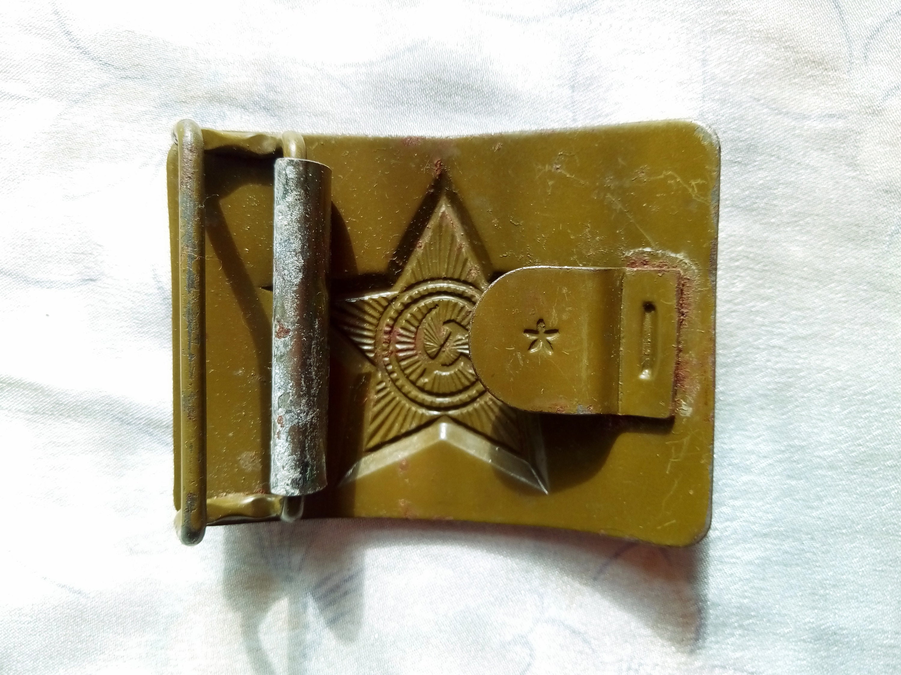 Vintage USSR 1980s Soviet Army Metal Khaki Dress Belt Buckle Sickle and ...