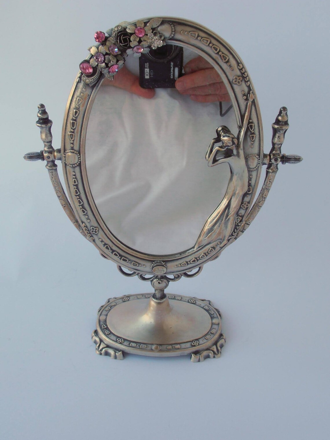 Rare Vintage Small Table Mirror by Nickla Oggetti in a Beautiful 925 ...