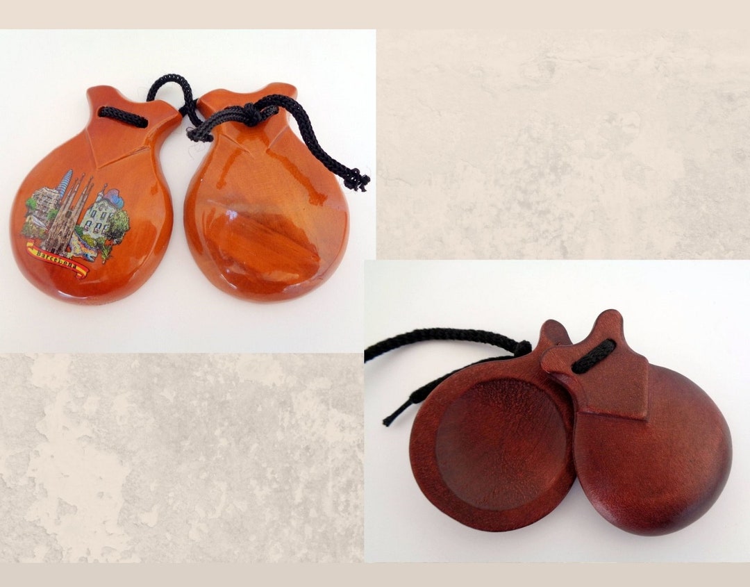 Vintage Brand New Wood Hand Carved Flamenco Castanets, Percussion ...