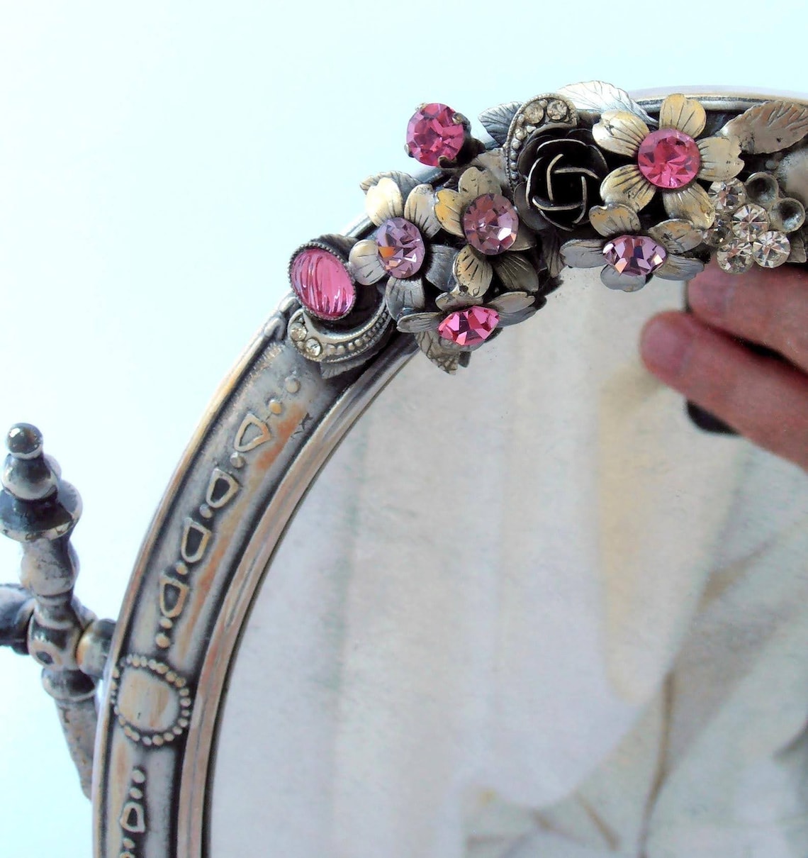 Rare Vintage Small Table Mirror by Nickla Oggetti in a Beautiful 925 ...