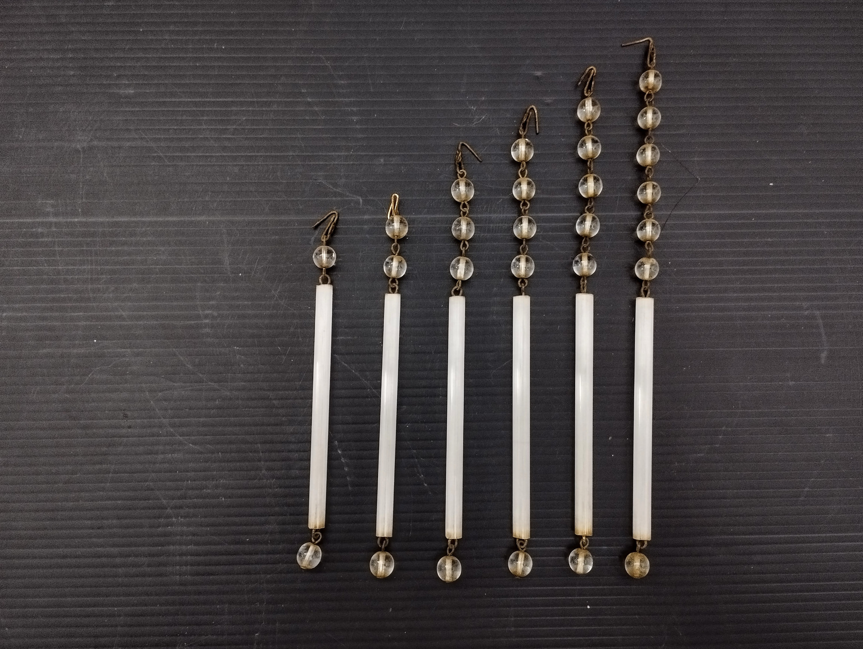 6 Sizes of Vintage Italian Frosted Pearl Glass Sticks Crown Chandelier ...