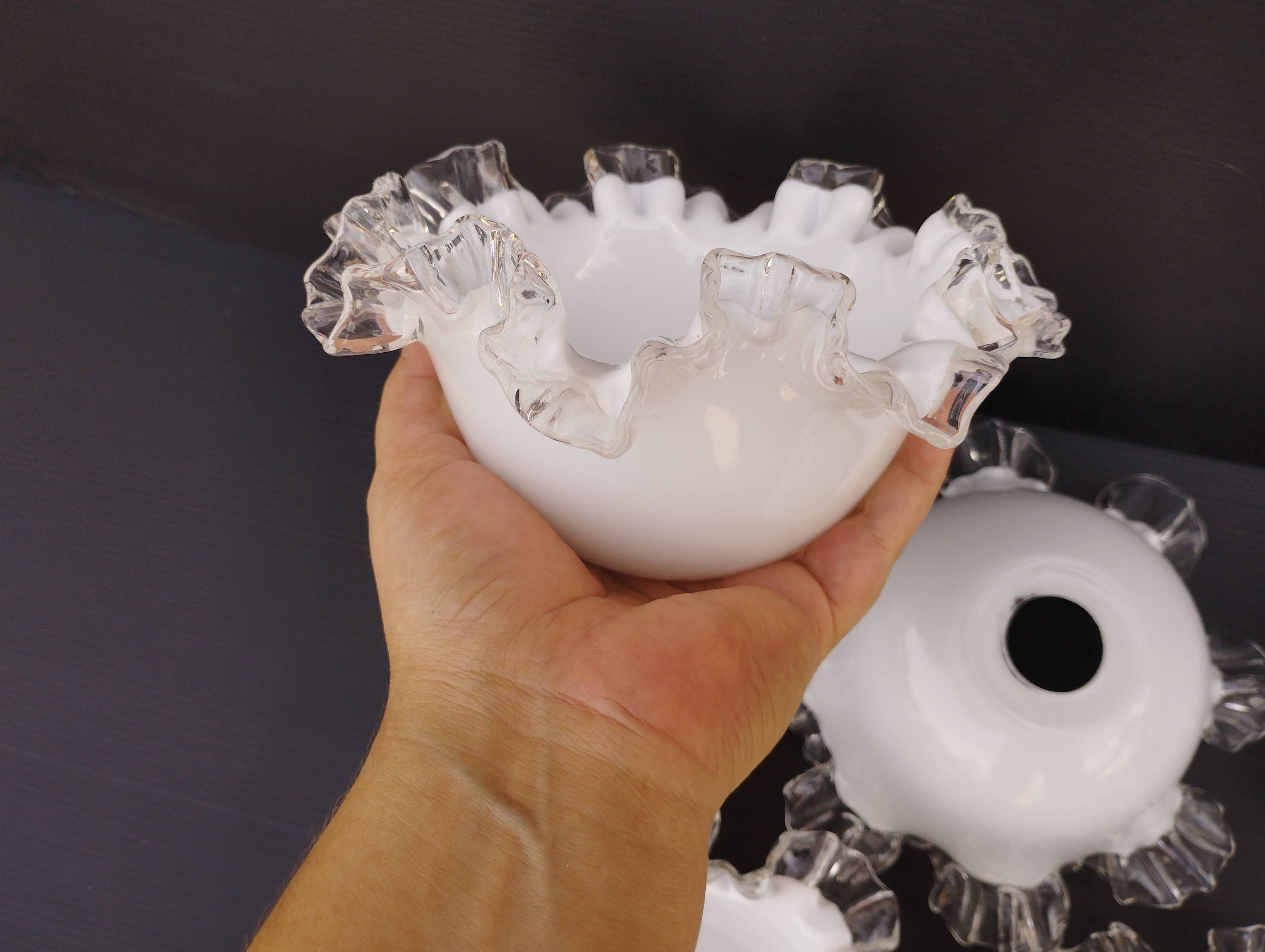 Vintage Italian Bell Glass Chandelier Lamp Replacement Parts Cup Spare ...