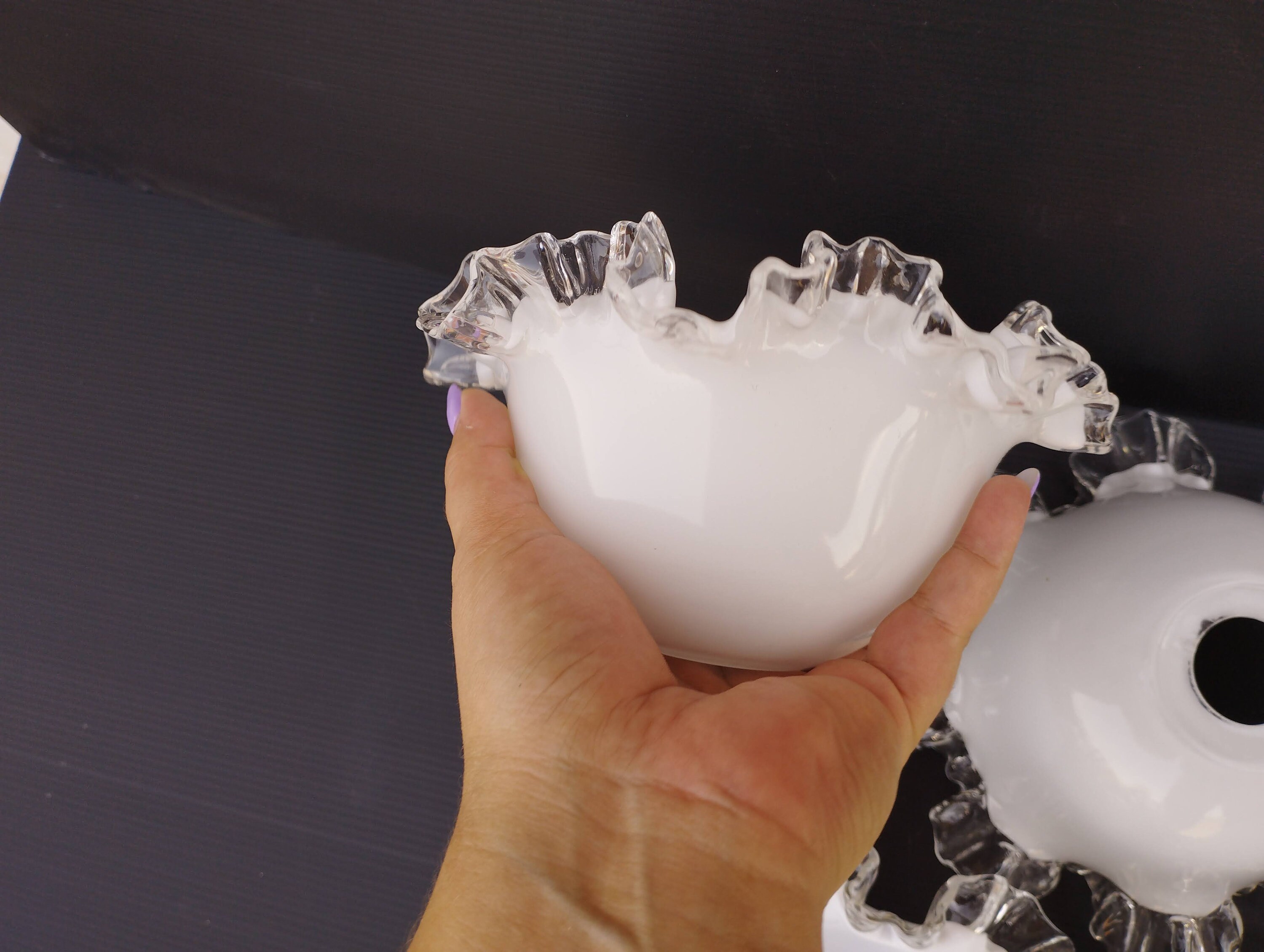 Vintage Italian Bell Glass Chandelier Lamp Replacement Parts Cup Spare ...