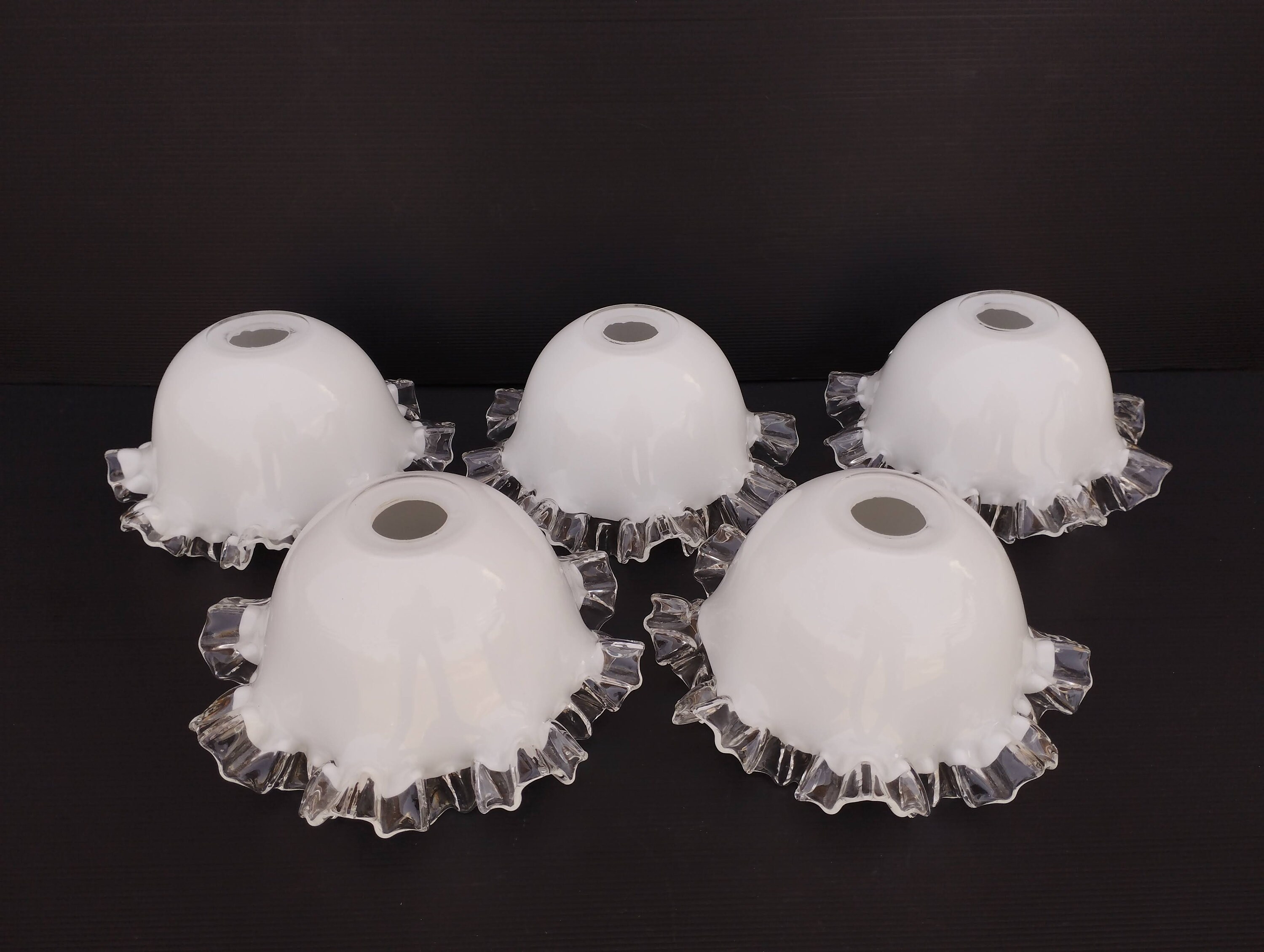 Vintage Italian Bell Glass Chandelier Lamp Replacement Parts Cup Spare ...