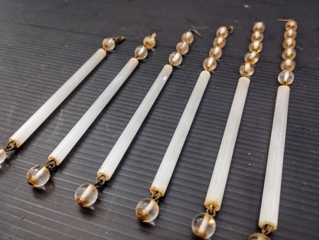 6 Sizes of Vintage Italian Frosted Pearl Glass Sticks Crown Chandelier ...