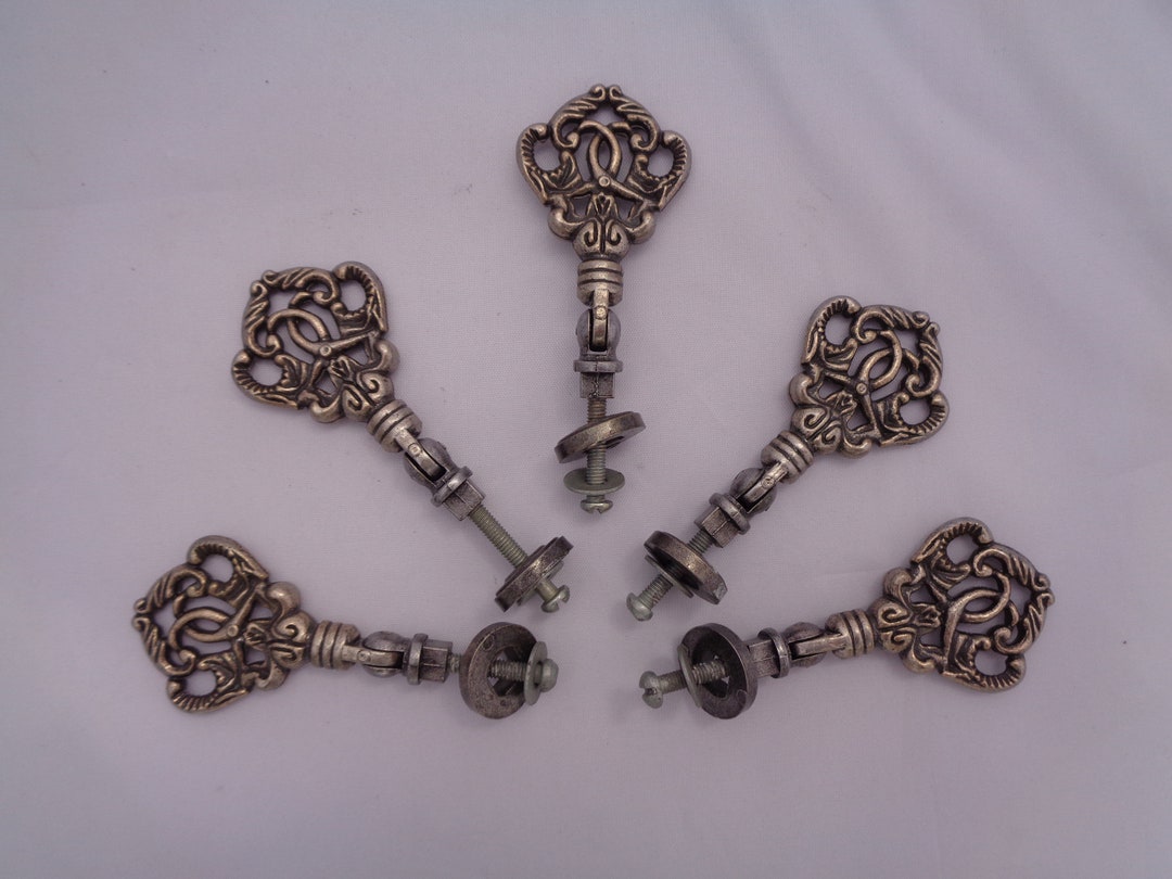 Vintage 60s Metal Ancient Handle Drawer Knobs, Retro Cabinet Door ...