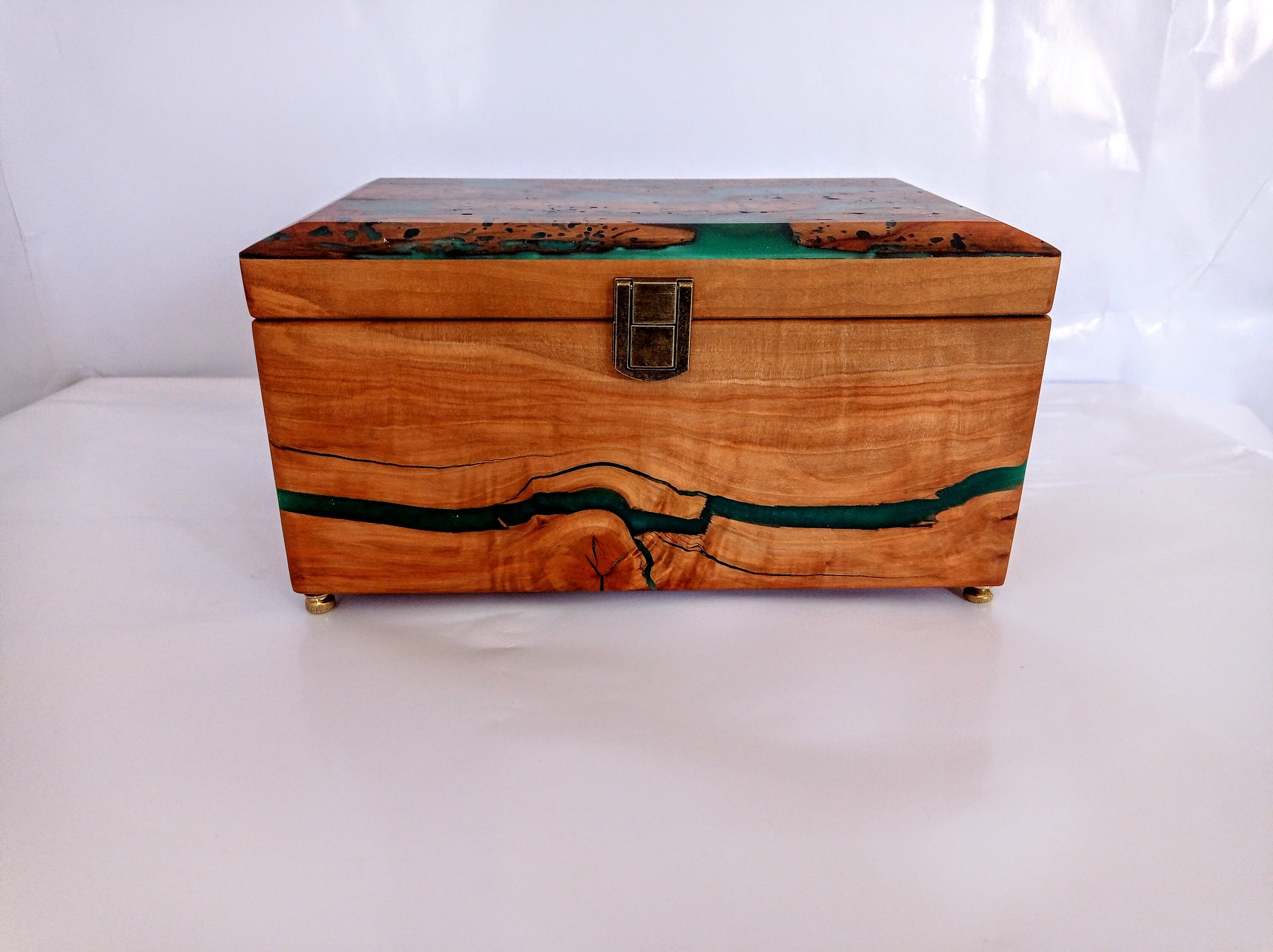 Handmade Burl Wood, Solid Wood and Epoxy Resin Box, Fancy Keepsake Box ...