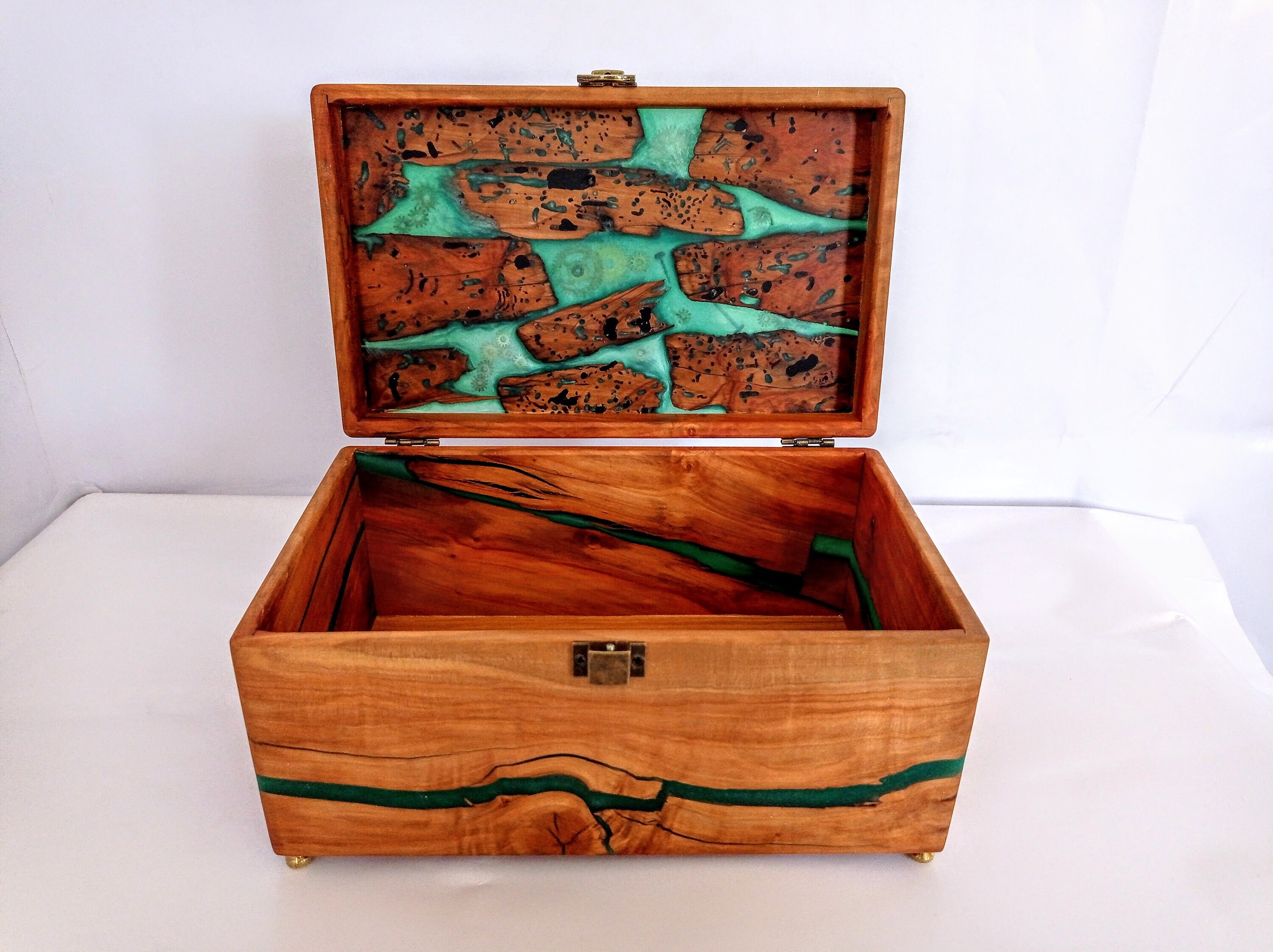 Handmade Burl Wood, Solid Wood and Epoxy Resin Box, Fancy Keepsake Box ...