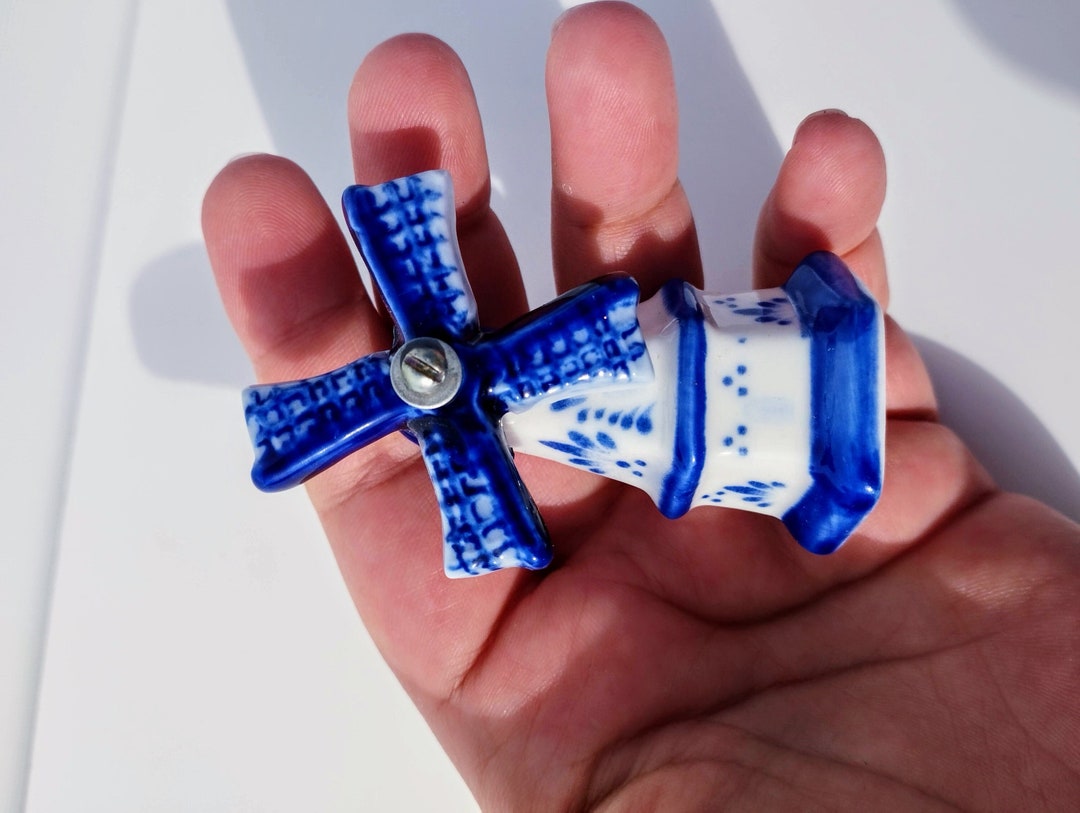 Collectible Vintage White and Blue Delft Ceramic Mini Mill Figurine ...
