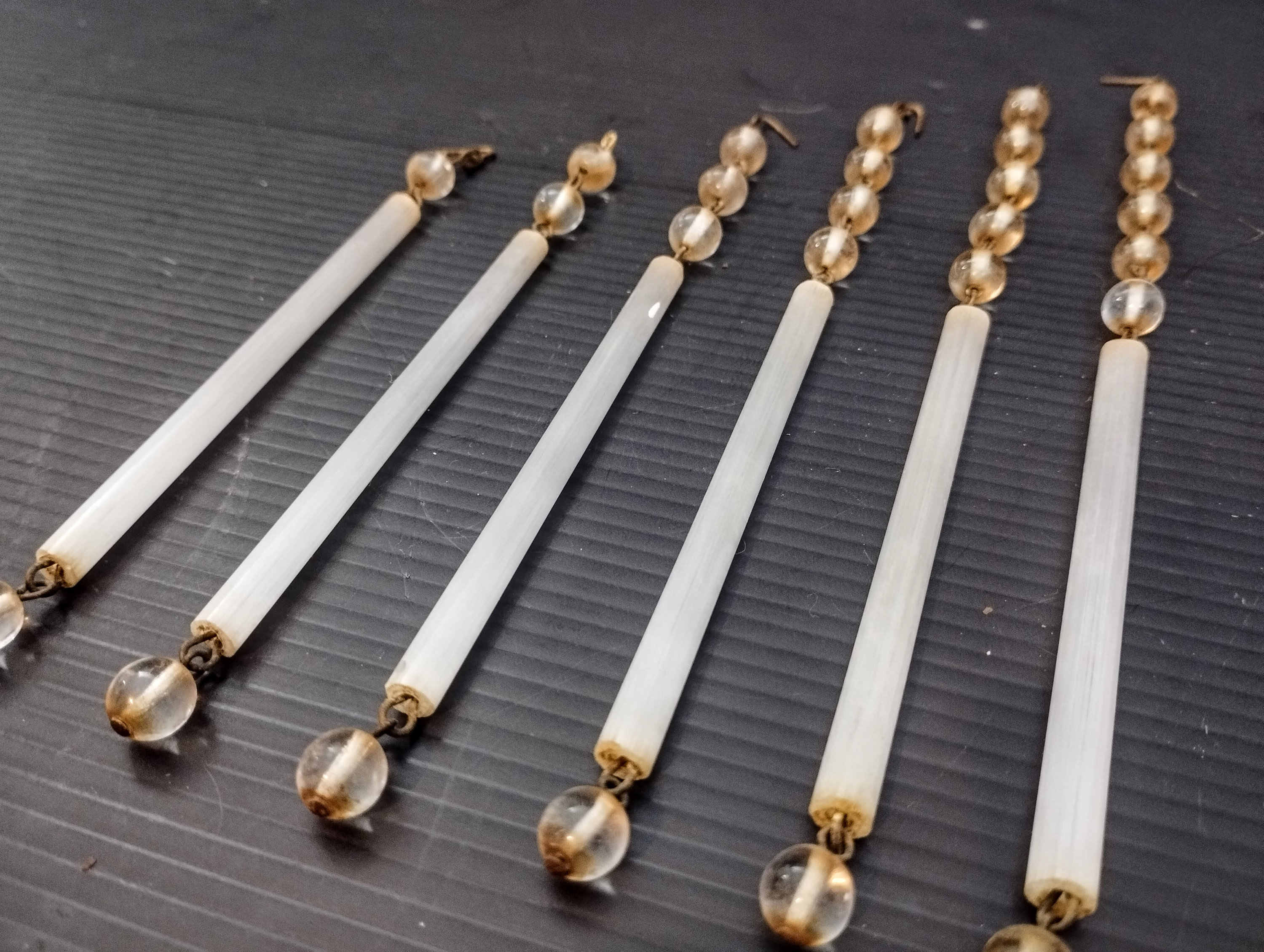 6 Sizes of Vintage Italian Frosted Pearl Glass Sticks Crown Chandelier ...