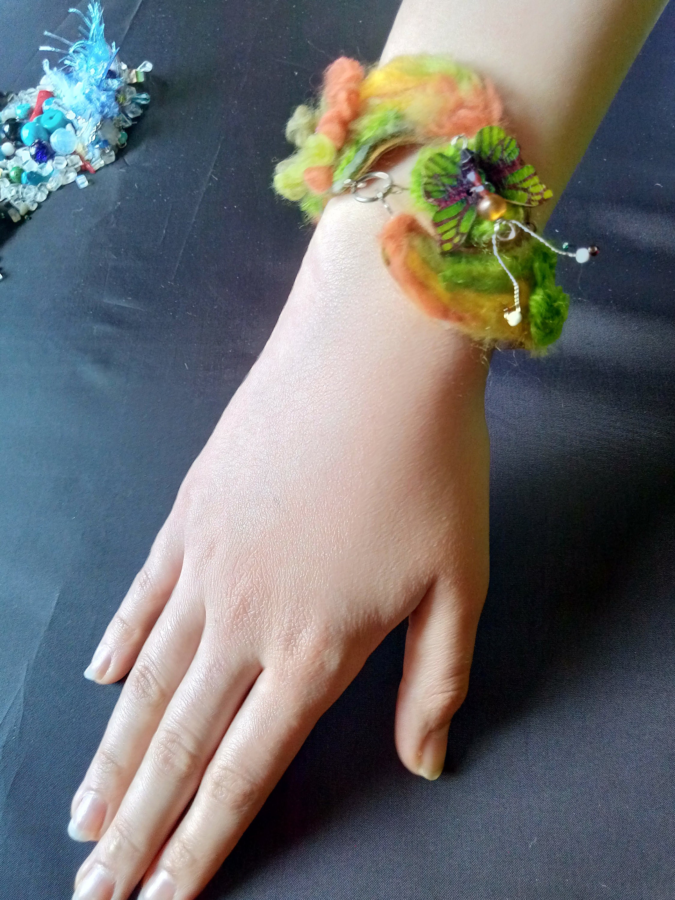 Felted Handmade Bracelet on Leather Lining With Magnet Clasp. Original ...