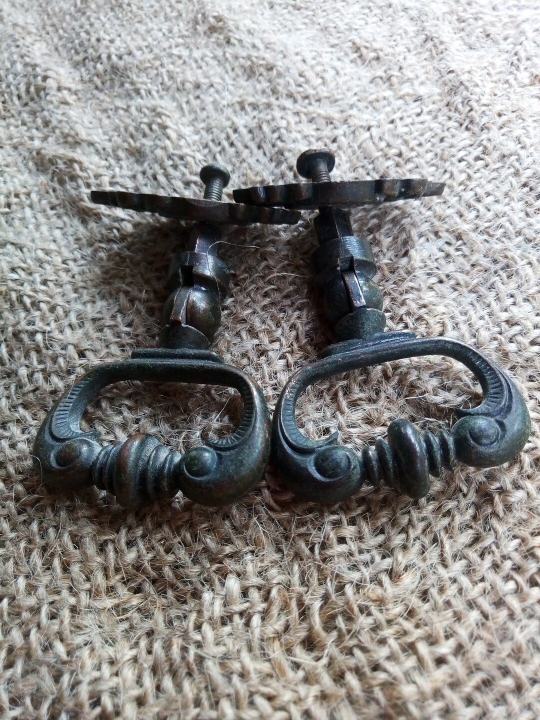 Soviet Vintage Metal Drawer Knobs, Bronze Shabby Metal Cabinet Door ...