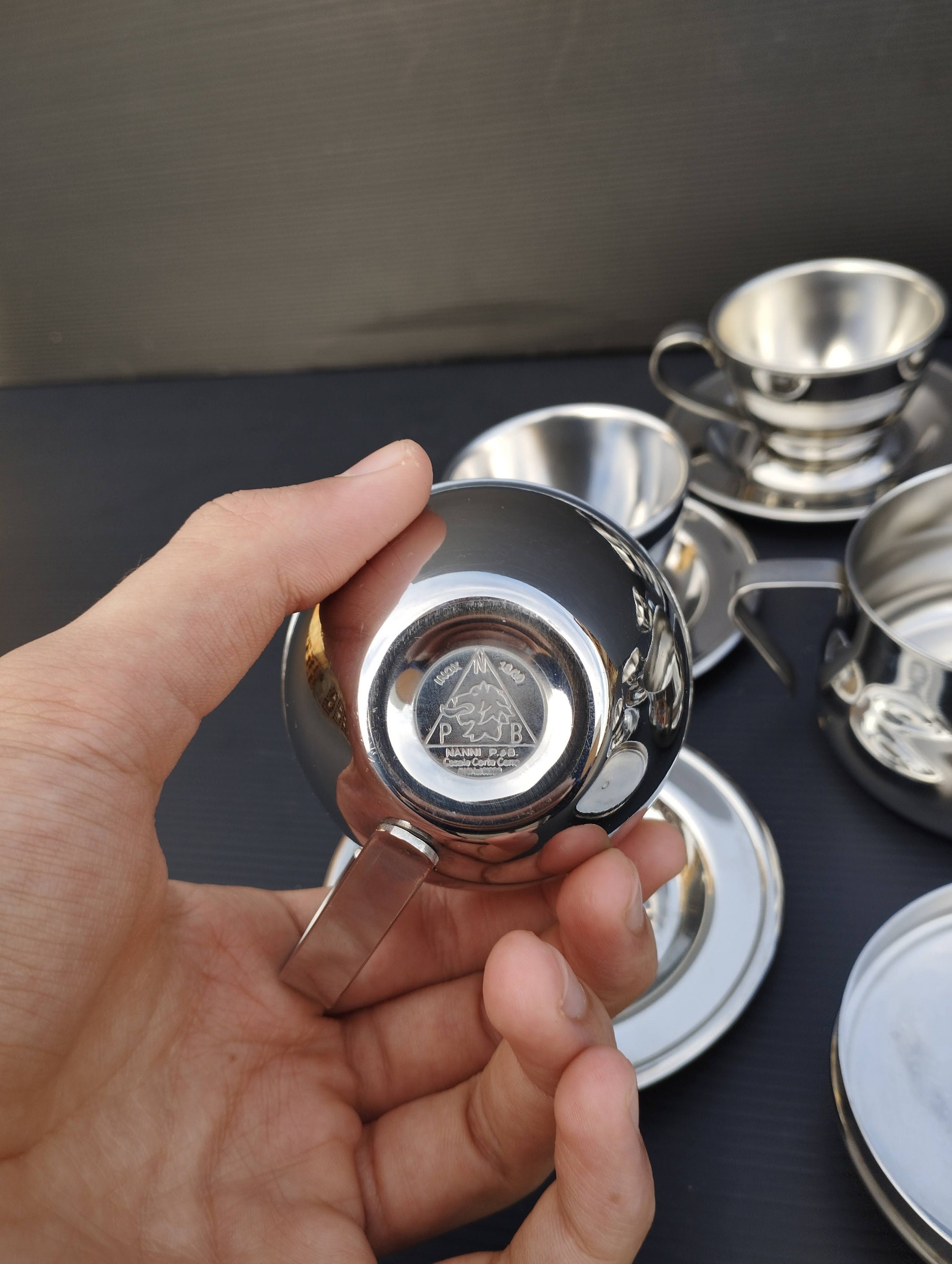 Italian Vintage INOX Double Wall Thermo Cups Set. Stainless Steel ...