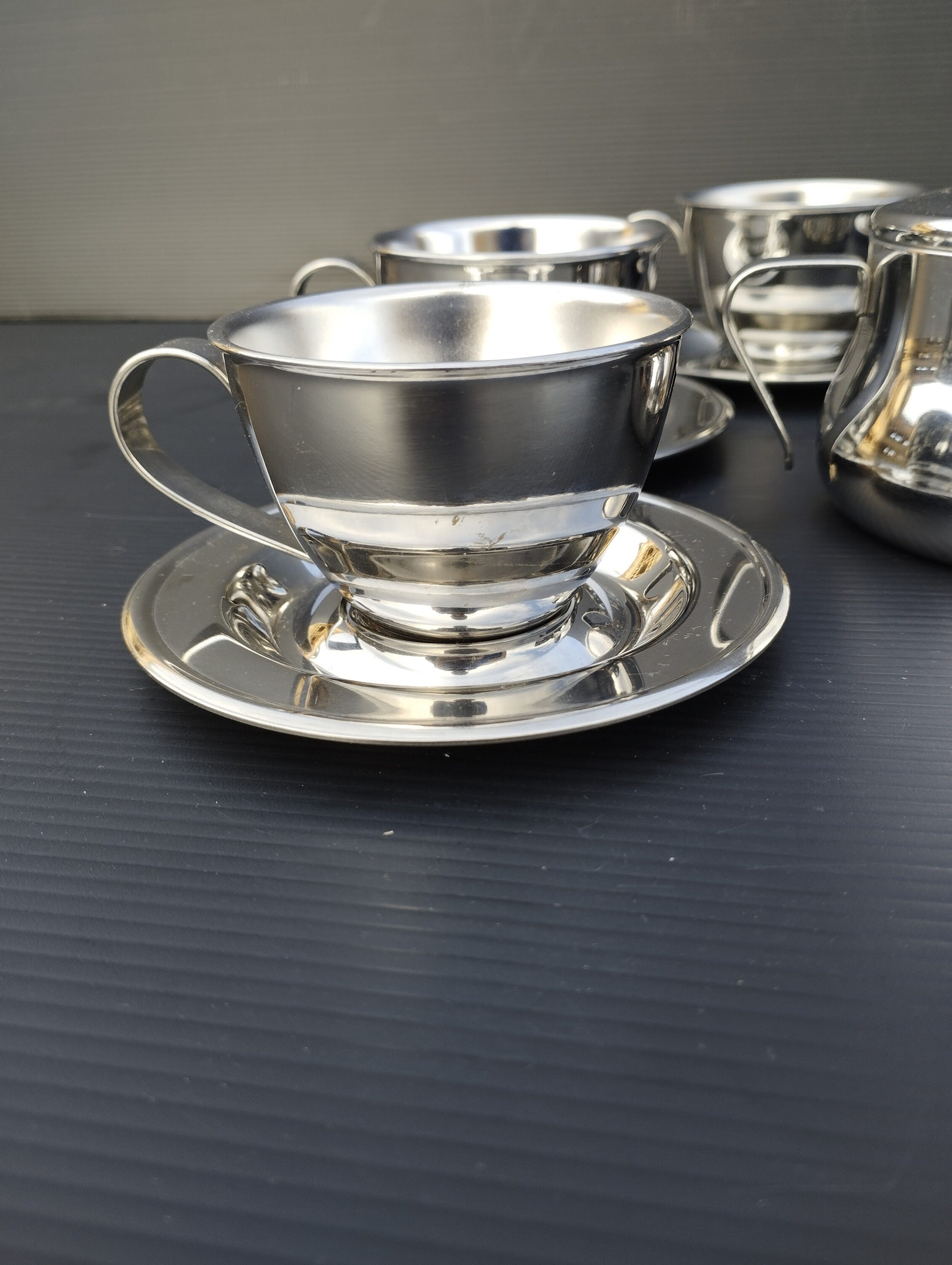 Italian Vintage INOX Double Wall Thermo Cups Set. Stainless Steel ...