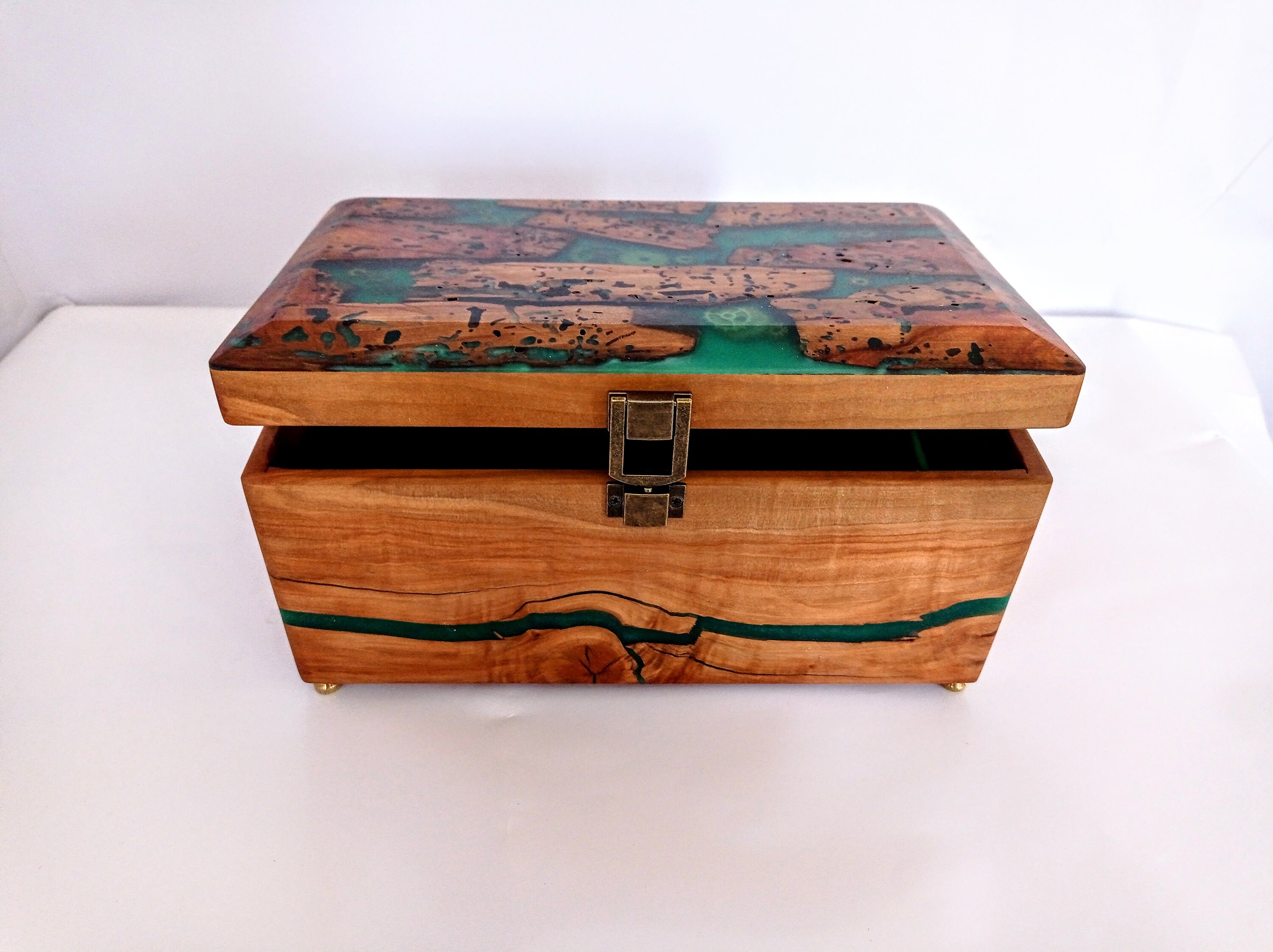 Handmade Burl Wood, Solid Wood and Epoxy Resin Box, Fancy Keepsake Box ...