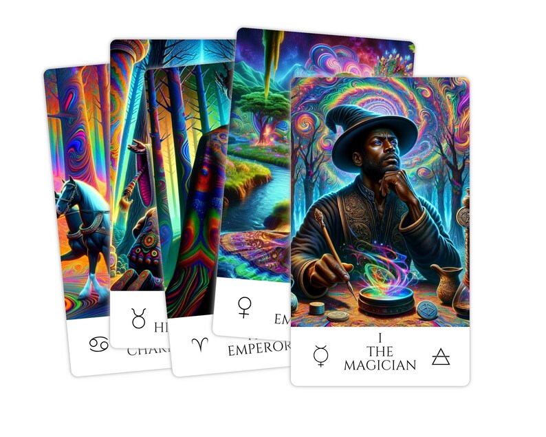 Trippy Tarot Cards Afro Psychedelic Design Complete 78 Card Deck ...