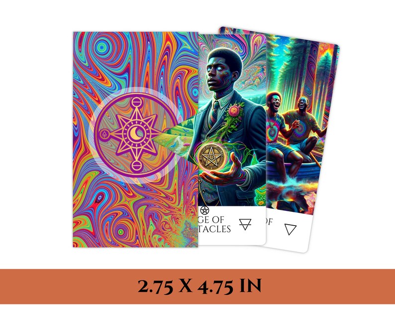 Trippy Tarot Cards Afro Psychedelic Design Complete 78 Card Deck ...